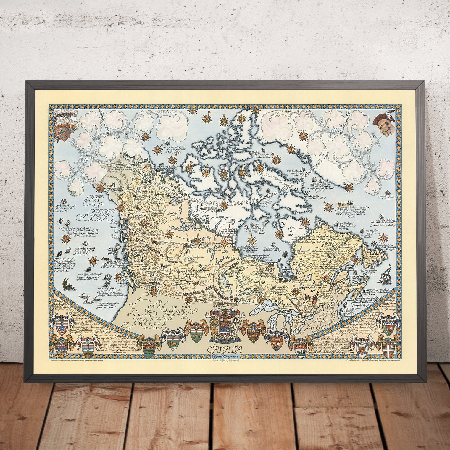Old Pictorial Map of Canada by Furse, 1964: Rockies, Great Lakes, Mont ...