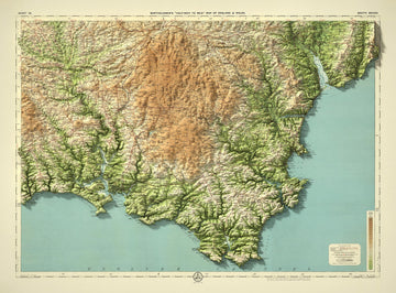 Old OS Map of South Devon by Bartholomew, 1901: Exeter, Torquay, Dartm ...