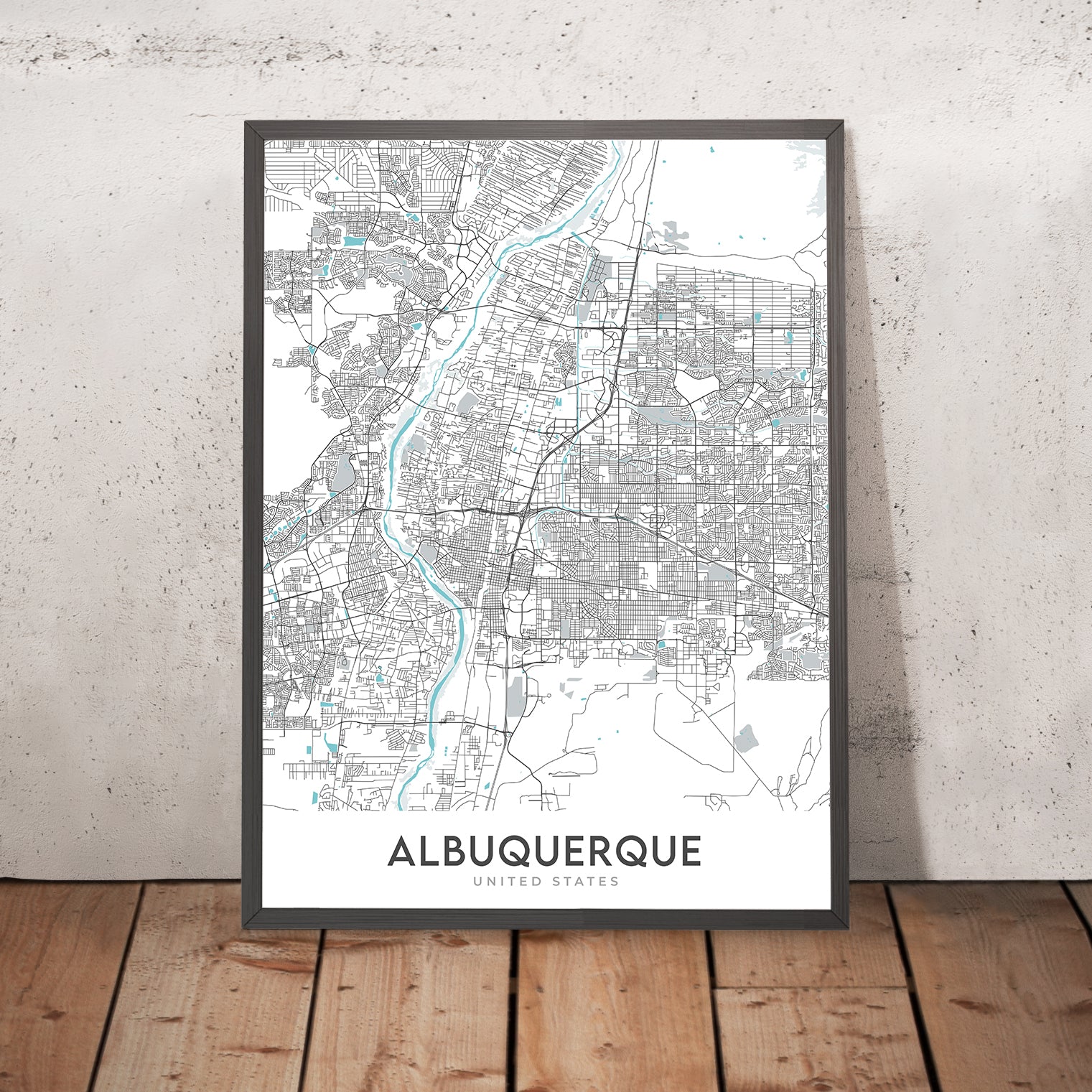 Plan de la ville moderne d'Albuquerque, Nouveau-Mexique : centre-ville ...