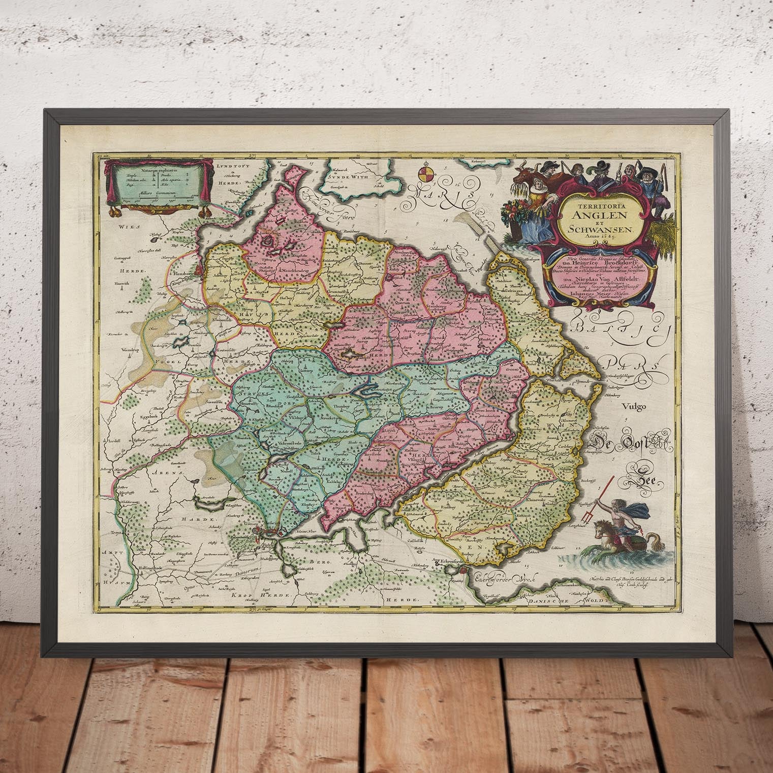 Old Map of Anglia and Schwansen by Joan Blaeu, 1665: Flensburg ...