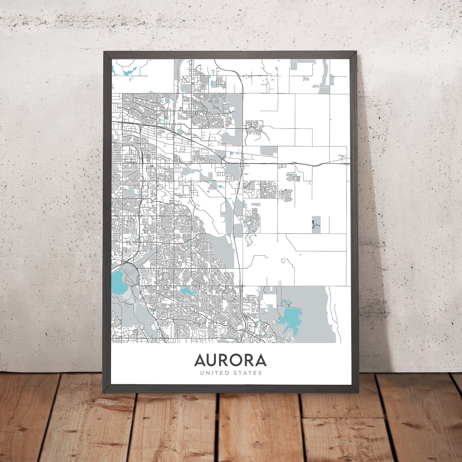 Modern City Map of Aurora, CO: Aurora Hills, Cherry Creek, Fitzsimons ...