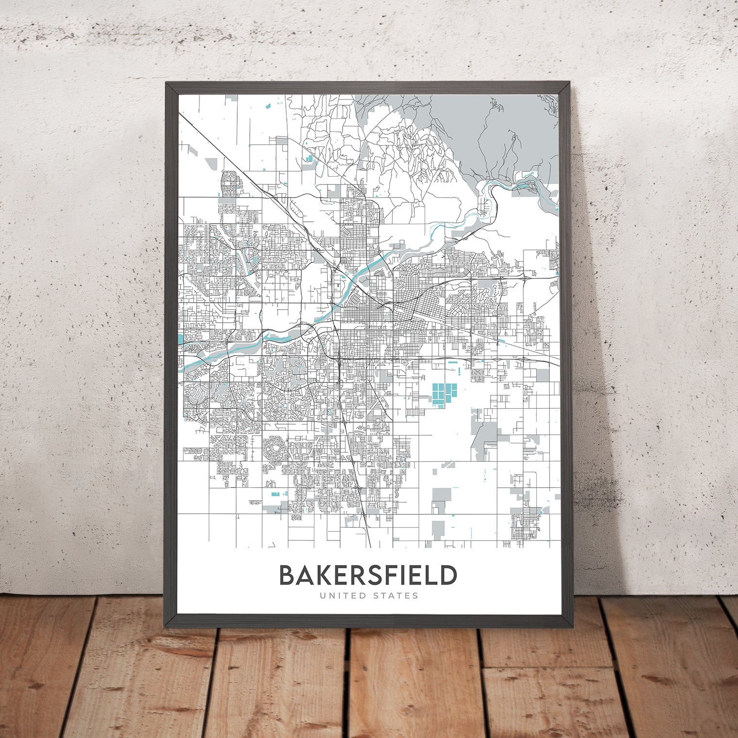 Modern City Map of Bakersfield, CA: Downtown, Kern Co. Museum, Fox The ...