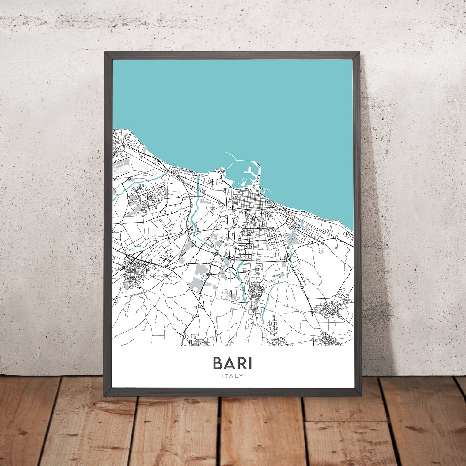 Modern City Map of Bari, Italy: Bari Vecchia, Basilica di San Nicola ...