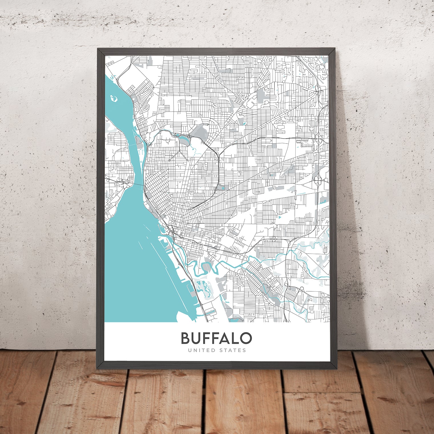 Modern City Map of Buffalo, NY: Allentown, Delaware Park, Elmwood Vill ...