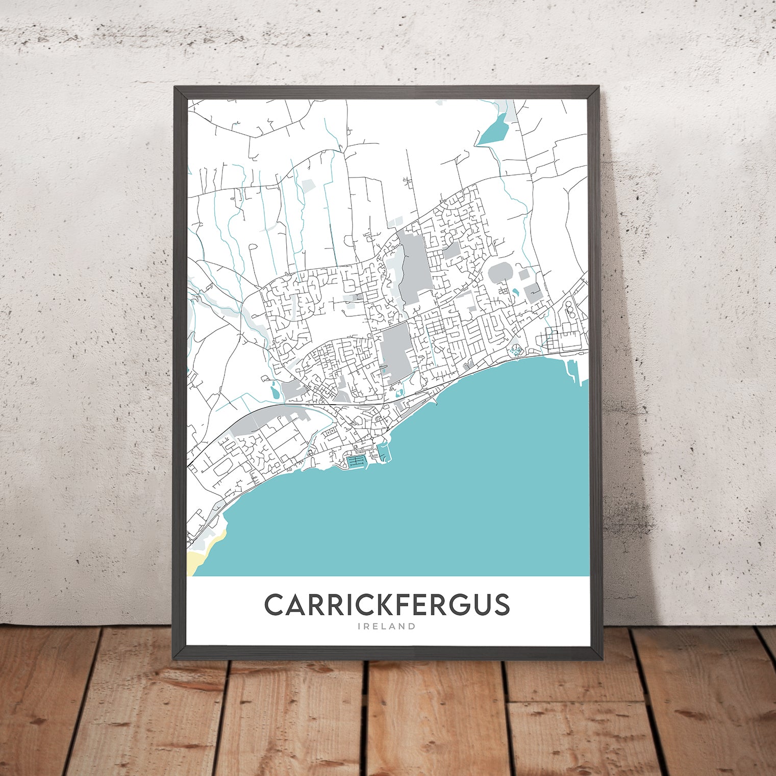 Modern Town Map of Carrickfergus, NI: Carrickfergus Castle, Belfast Lo ...