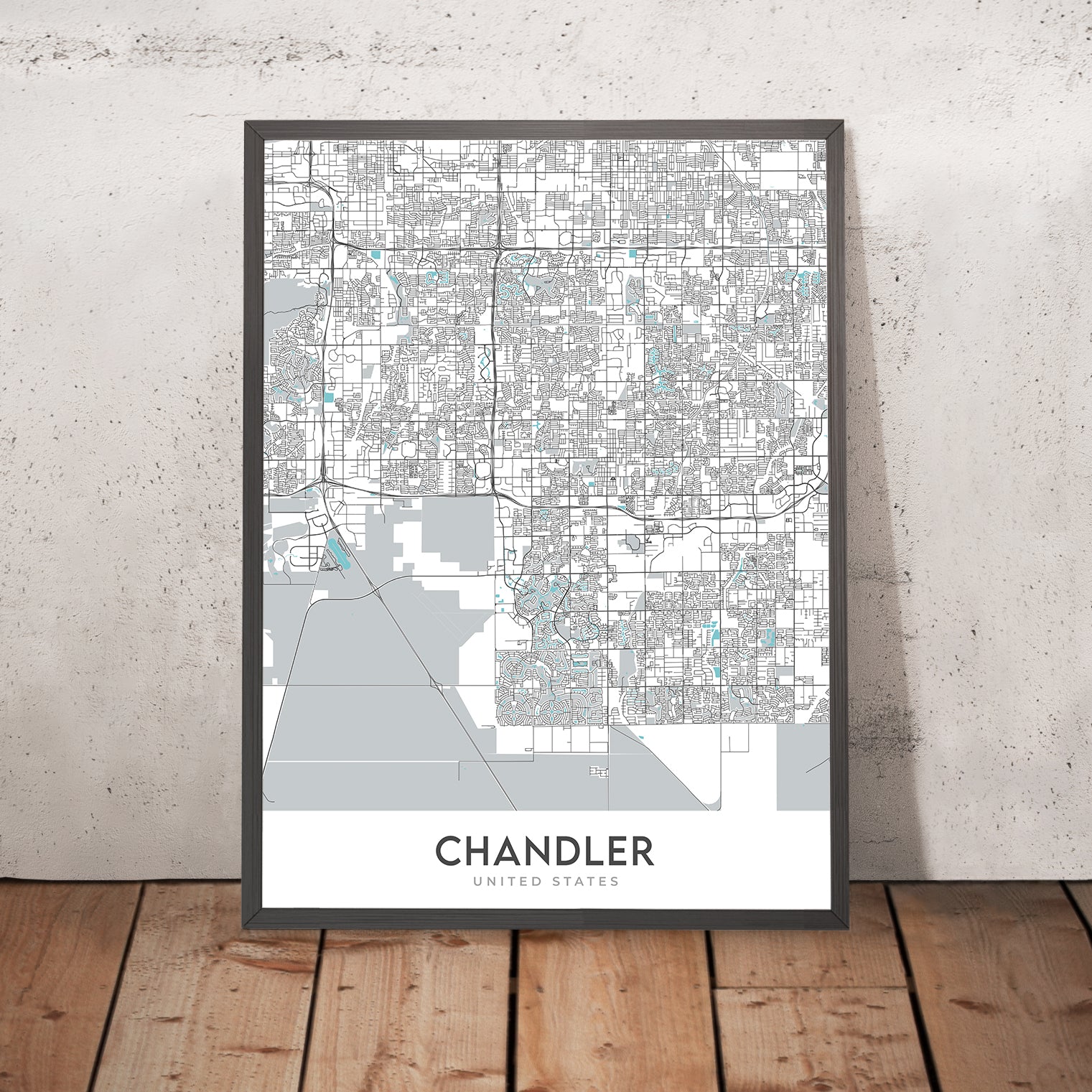 Modern City Map of Chandler, AZ: Downtown, Ocotillo, AZ-101, AZ-202, C ...
