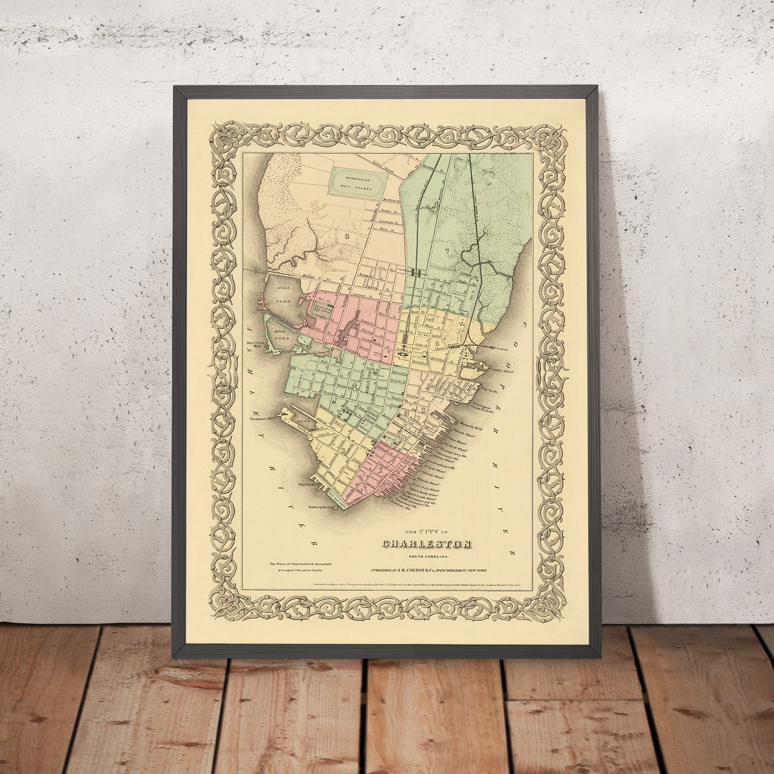 Old Map of Charleston by Colton, 1855: Washington Race Course, Arsenal ...