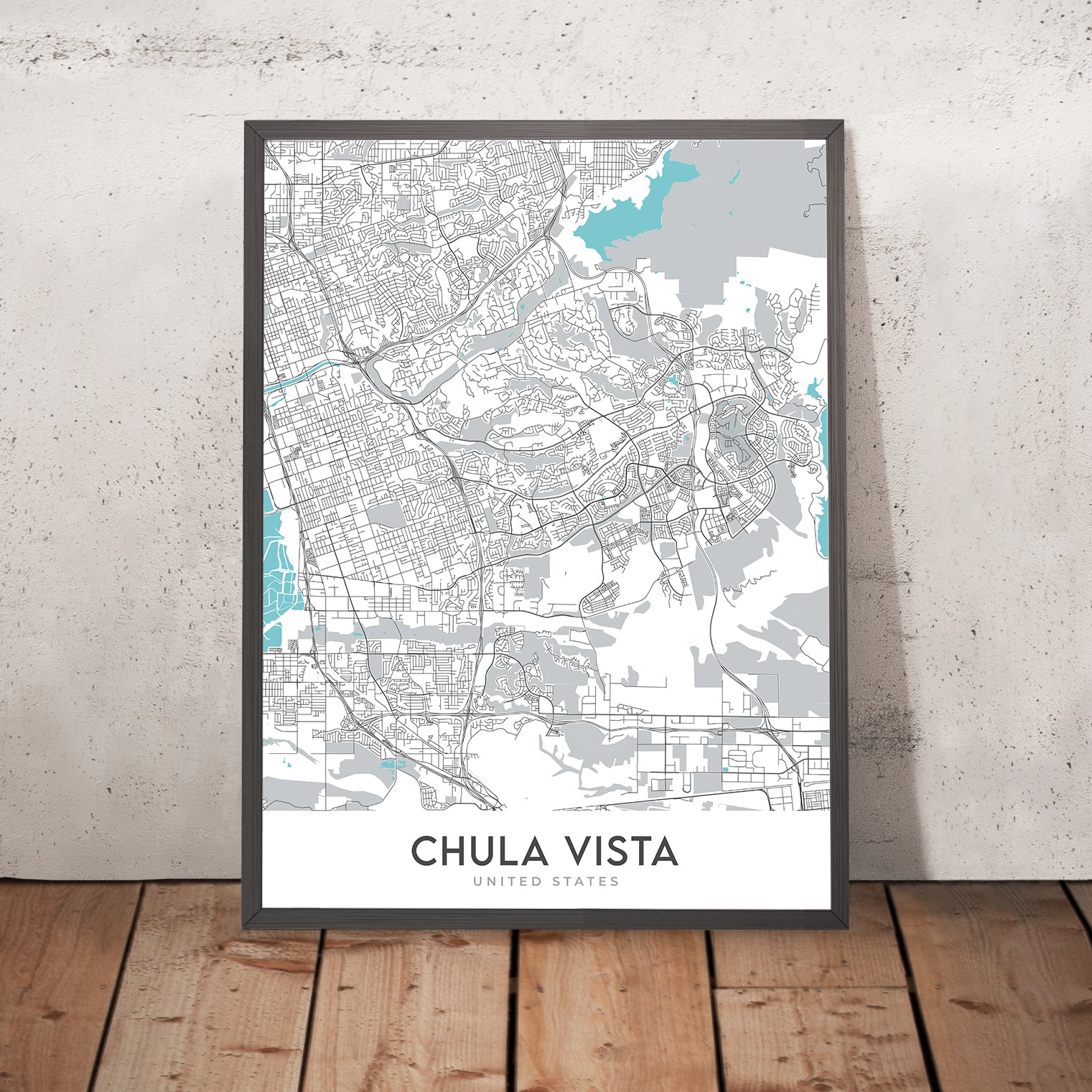 Modern City Map of Chula Vista, CA: Castle Park, Eastlake, Interstate ...