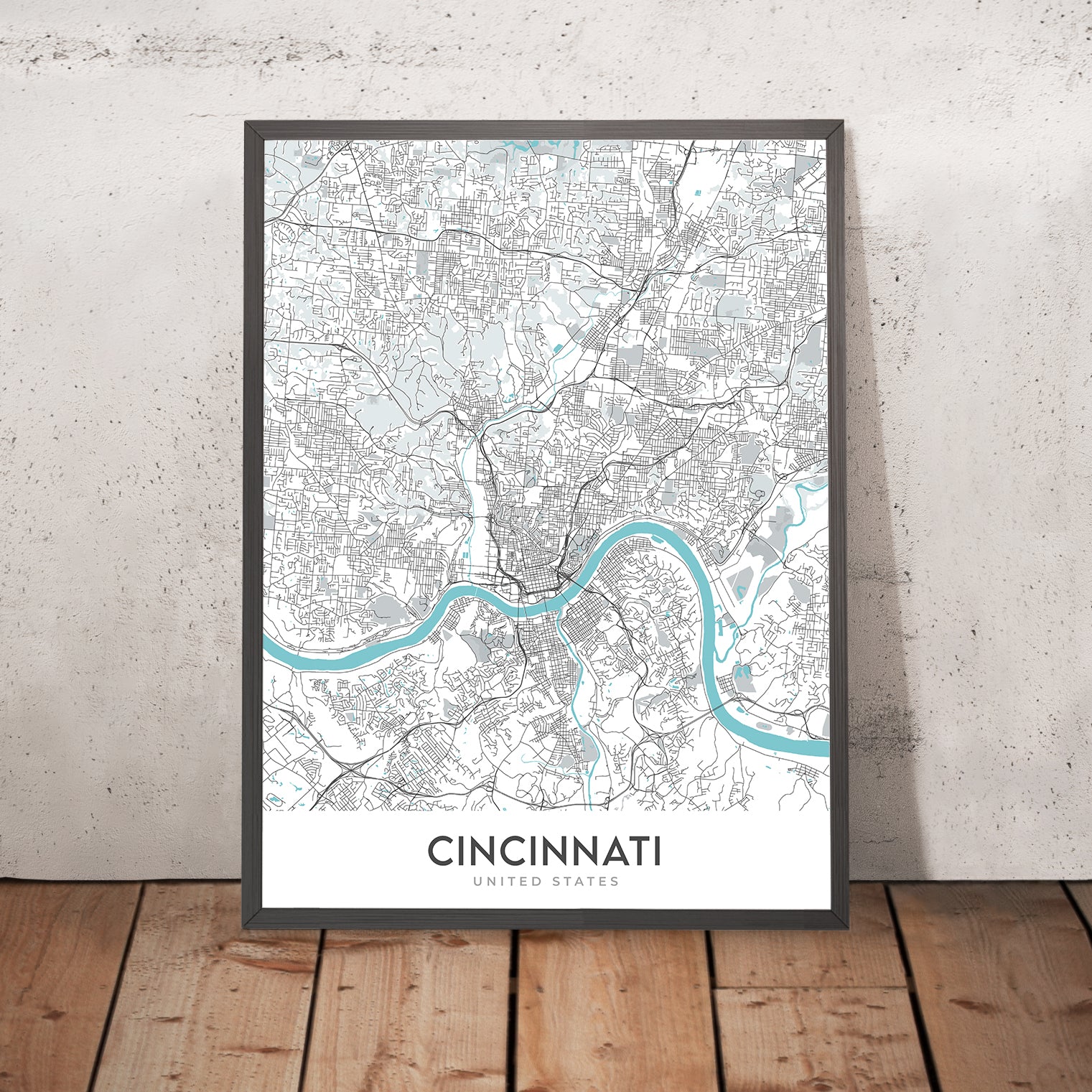 Modern City Map of Cincinnati, OH: Over-the-Rhine, Great American Ball ...
