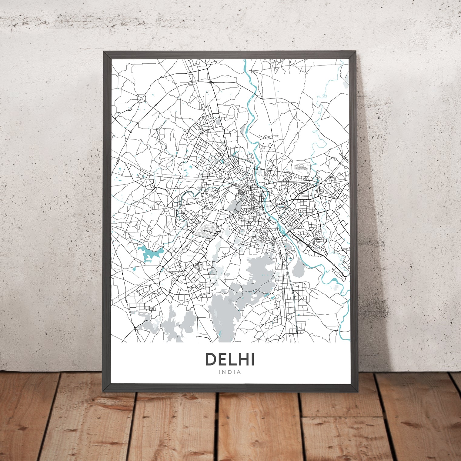 Modern City Map of Delhi, India: Connaught Place, India Gate, Red Fort ...