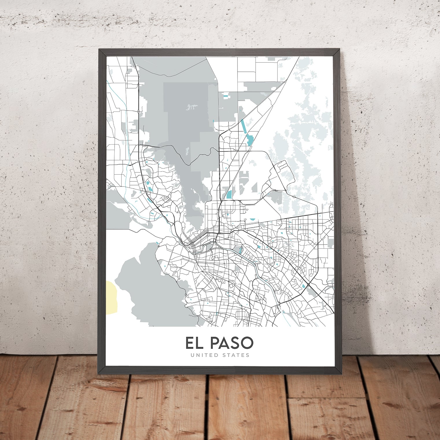 Modern City Map of El Paso, TX: Downtown, UTEP, Franklin Mountains, I ...