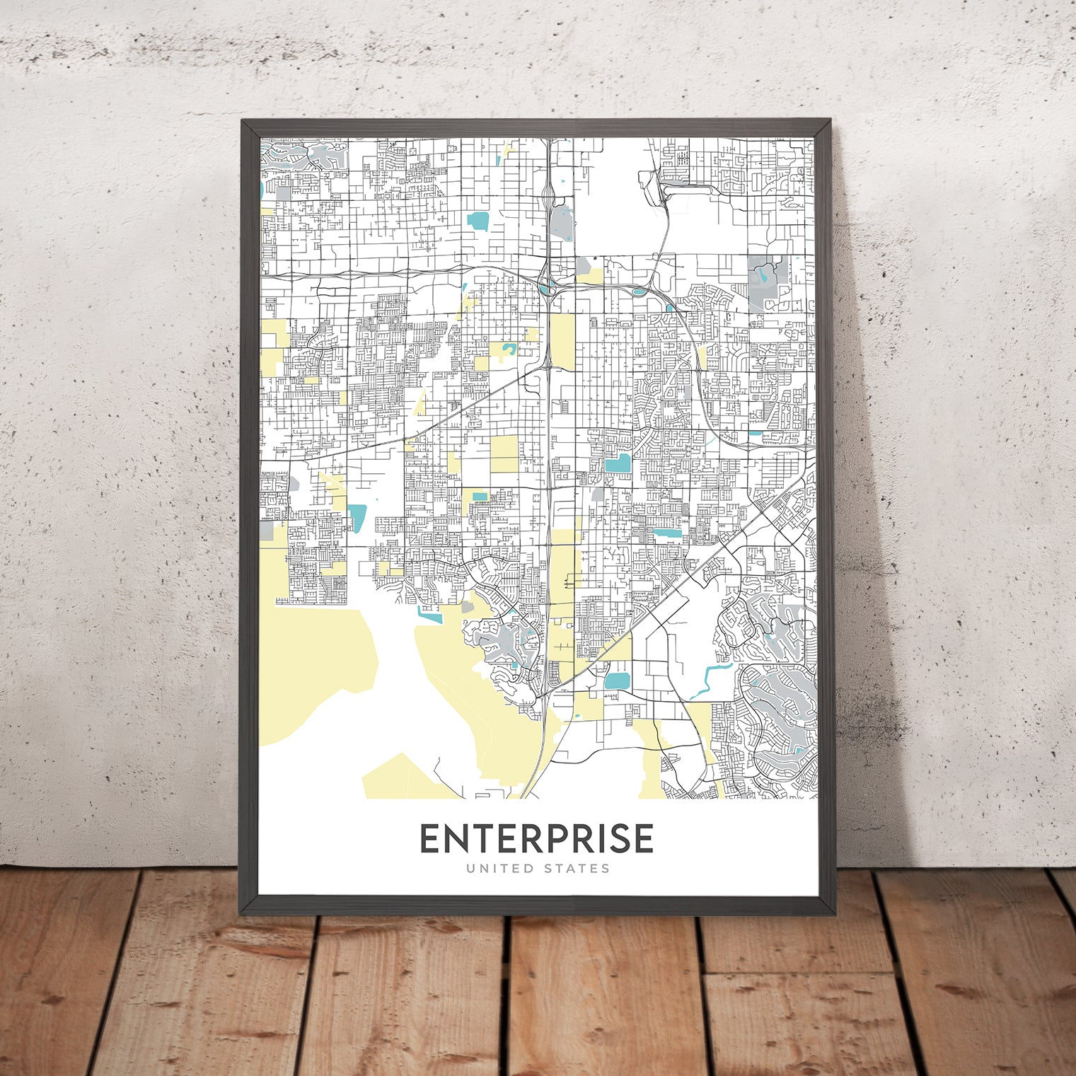 Modern City Map of Enterprise, NV: Downtown, Enterprise High School, U ...