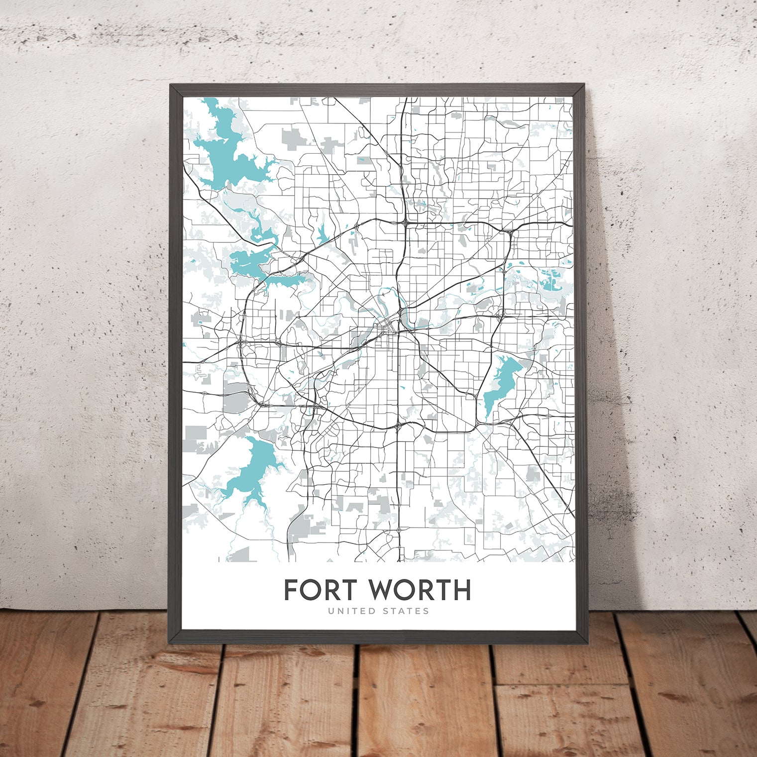 Modern City Map of Fort Worth, TX: Stockyards, Sundance Sq, TCU, Downt ...