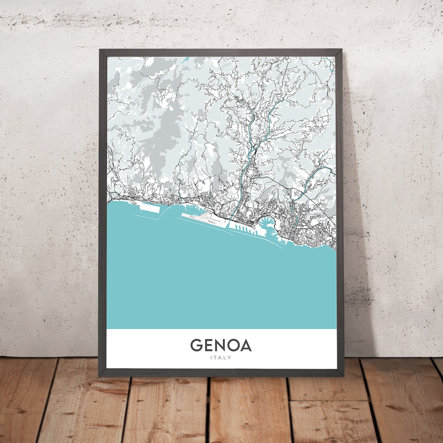 Modern City Map of Genoa, Italy: Castelletto, Foce, Marassi, Oregina ...