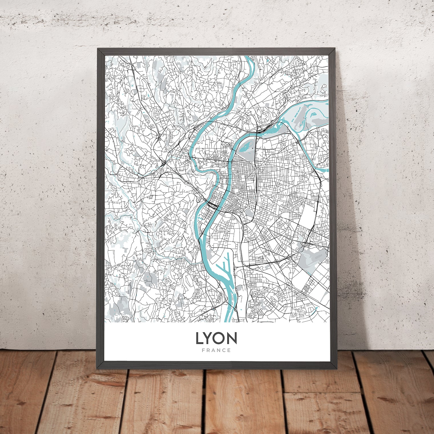 Mapa moderno de la ciudad de Lyon, Francia: Croix-Rousse, Notre-Dame ...