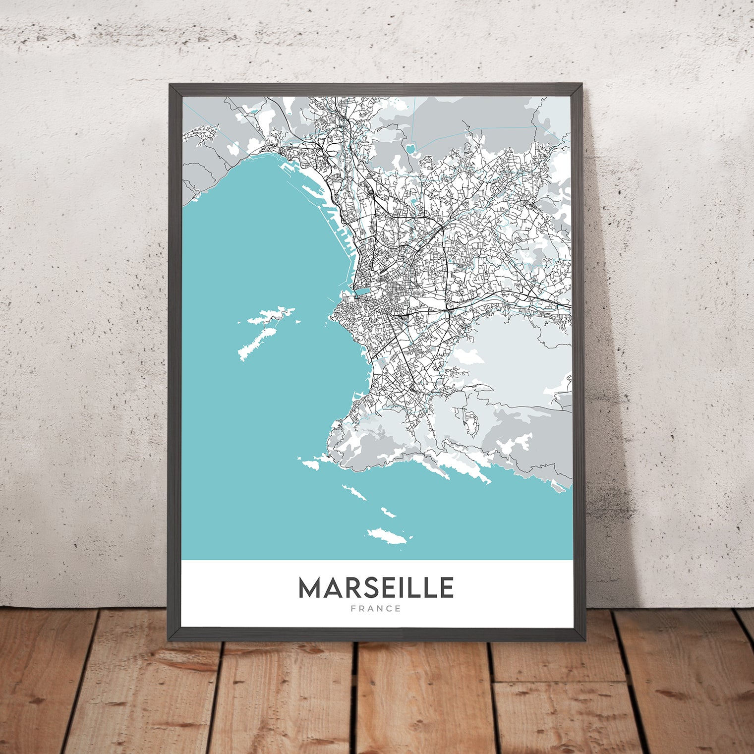 Modern City Map of Marseille, France: Panier, Corniche, Stade Vélodrom ...