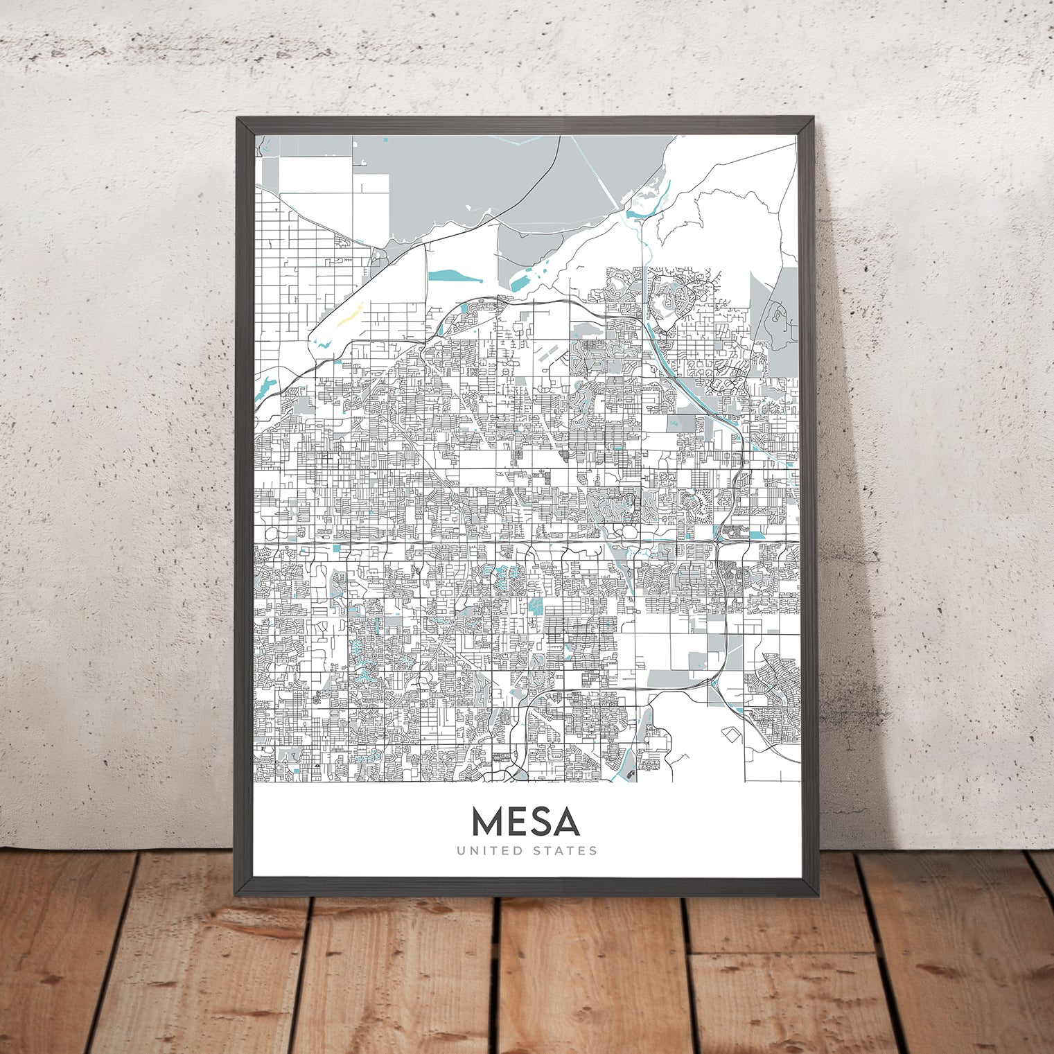 Modern City Map of Mesa, AZ: Downtown, ASU, Red Mountain, Superstition ...
