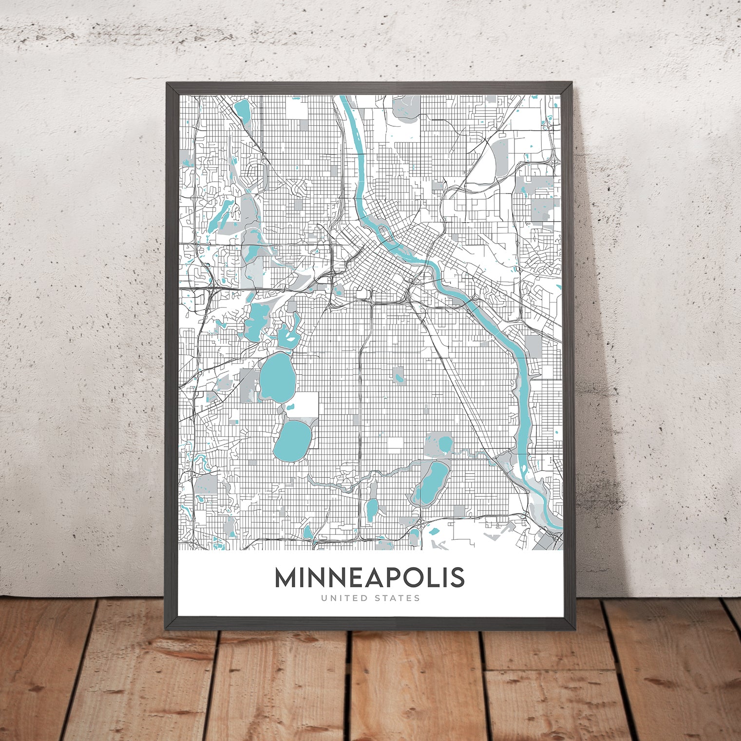 Modern City Map of Minneapolis, MN: U of M, TCF Bank Stadium, Walker A ...