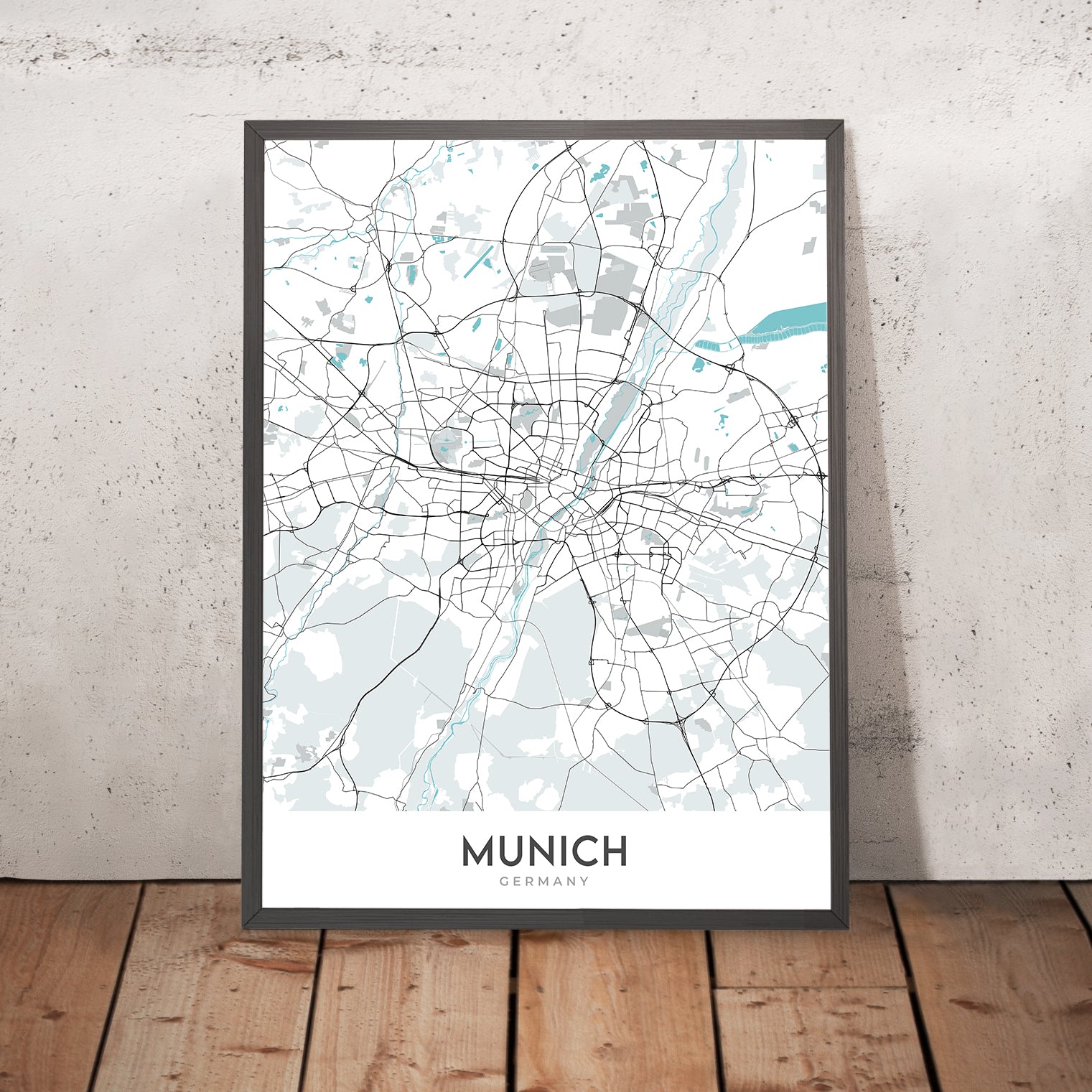 Modern City Map of Munich, Germany: Altstadt, Marienplatz, Englischer ...
