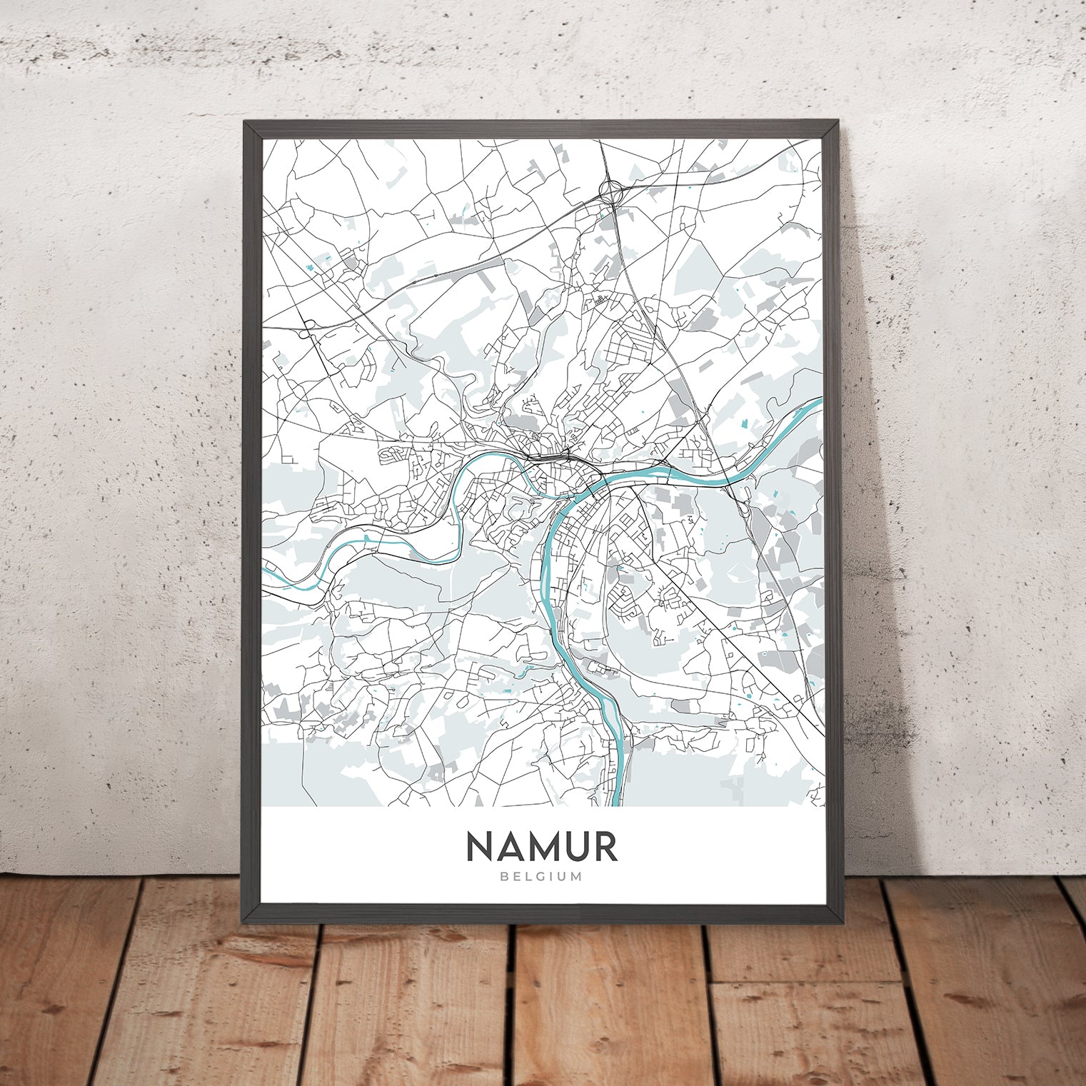 Modern City Map of Namur, Belgium: Citadel, Cathedral, Saint Aubain, S ...