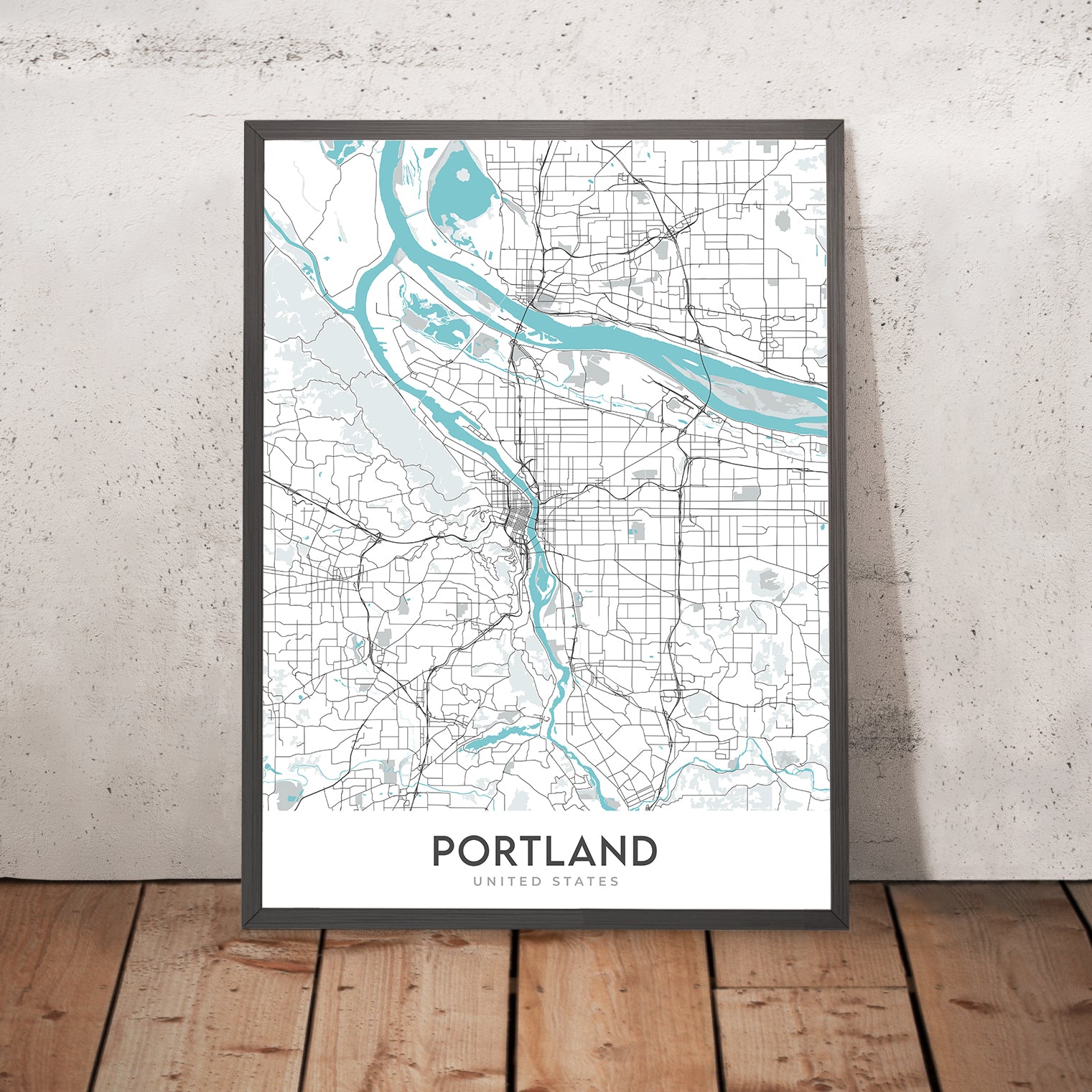 Modern City Map of Portland, OR: Downtown, Pearl District, Willamette ...