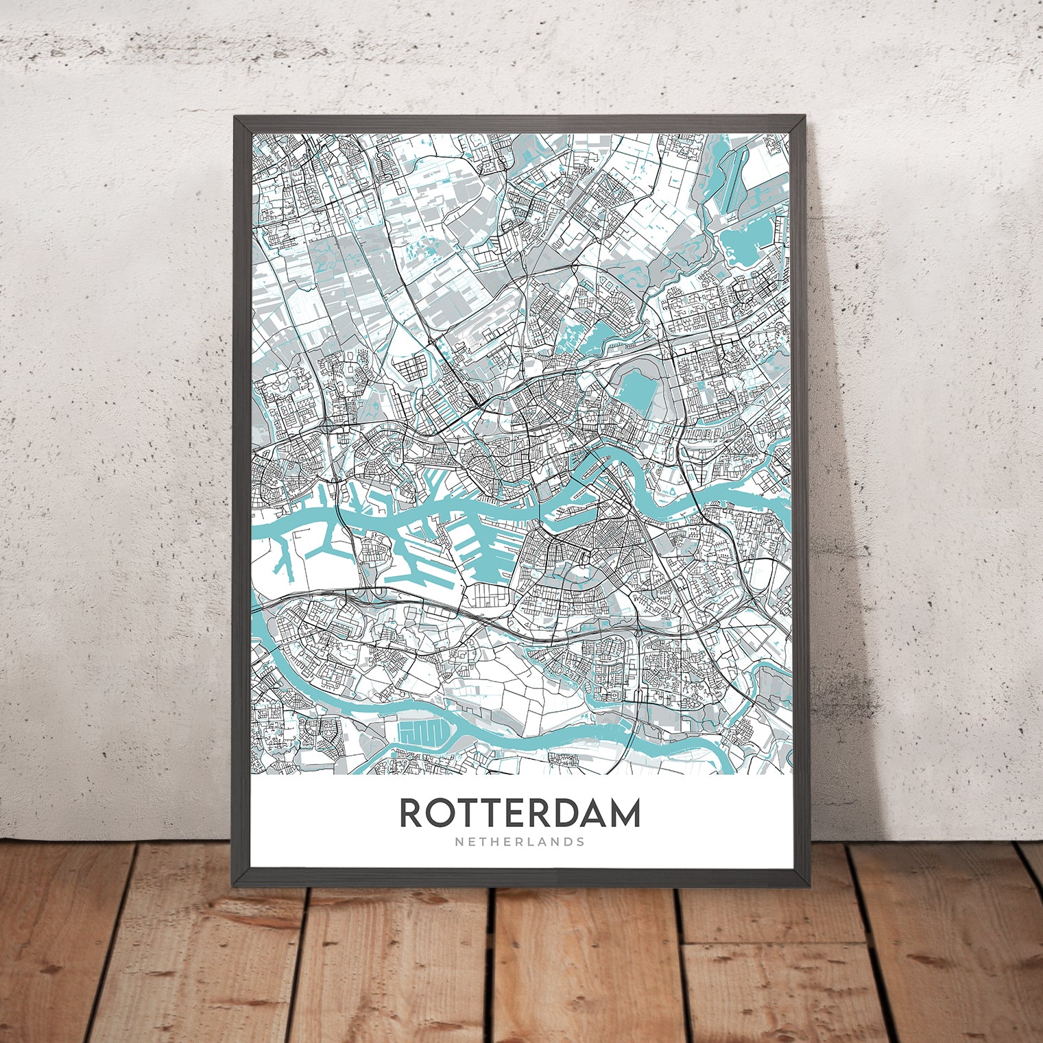 Modern City Map of Rotterdam, Netherlands: Erasmus Bridge, Euromast, D ...