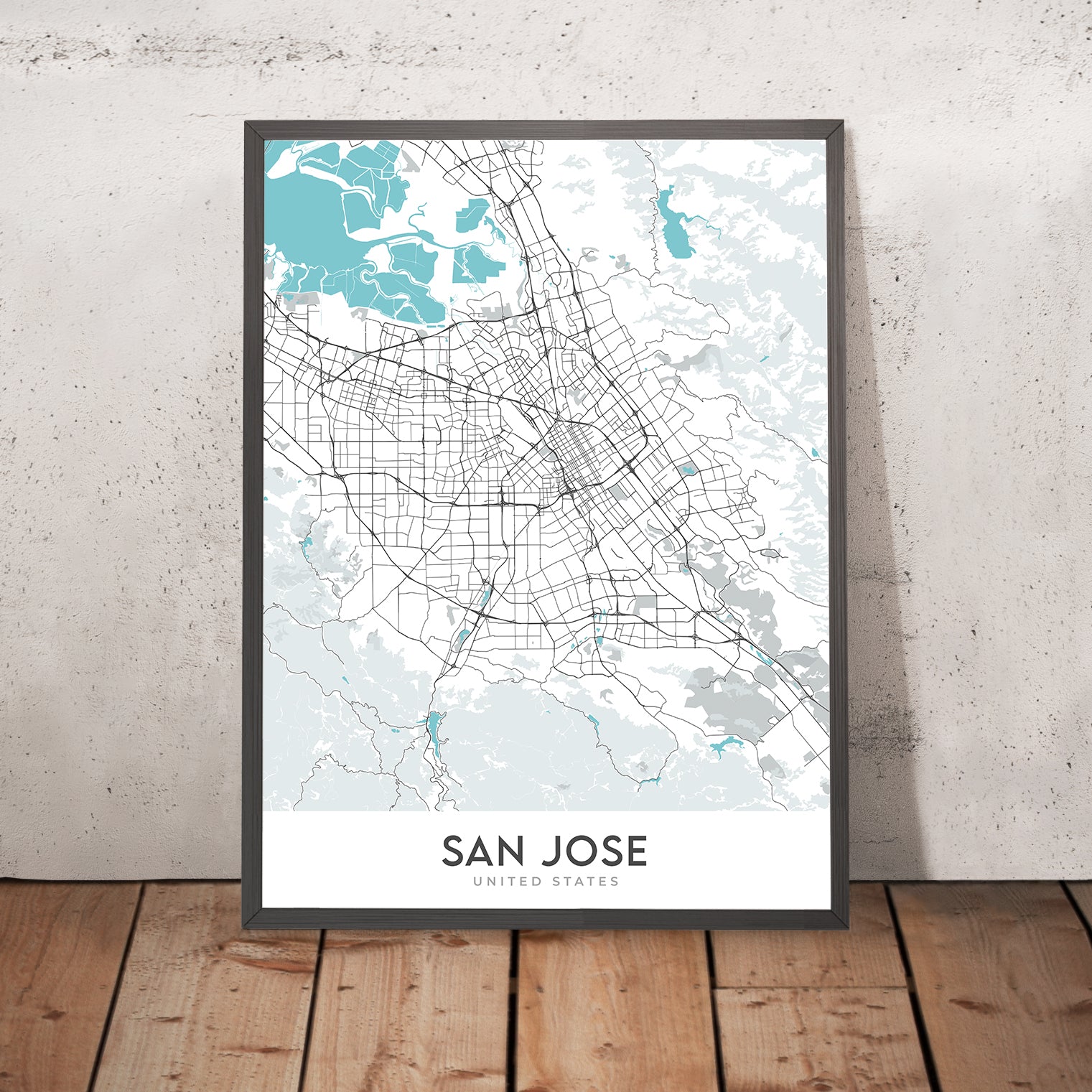 Modern City Map of San Jose, CA: Willow Glen, Rose Garden, Japantown ...