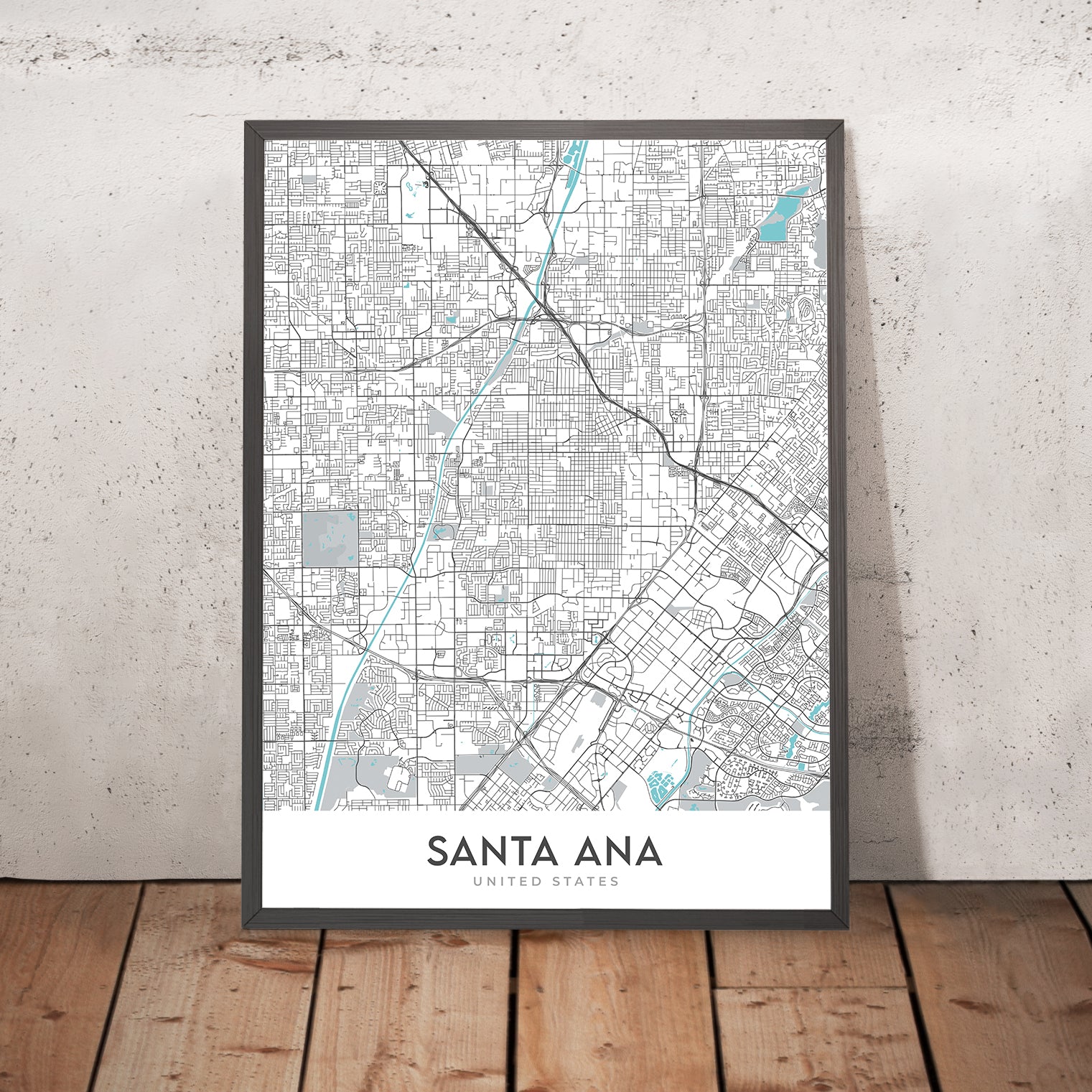 Modern City Map of Santa Ana, CA: Downtown, Bowers Museum, Honda Cente ...