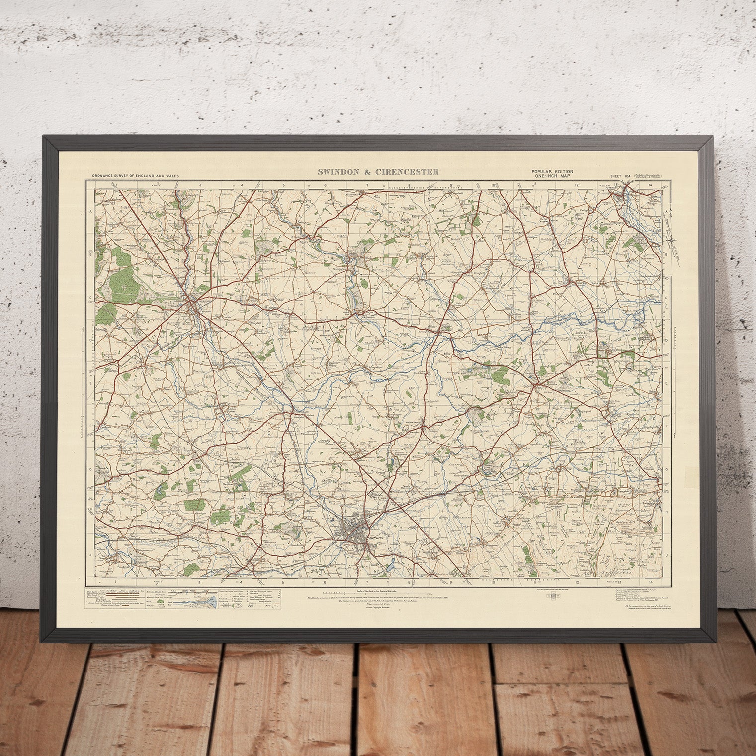 Old Ordnance Survey Map, Sheet 104 - Swindon & Cirencester, 1925: Fari ...