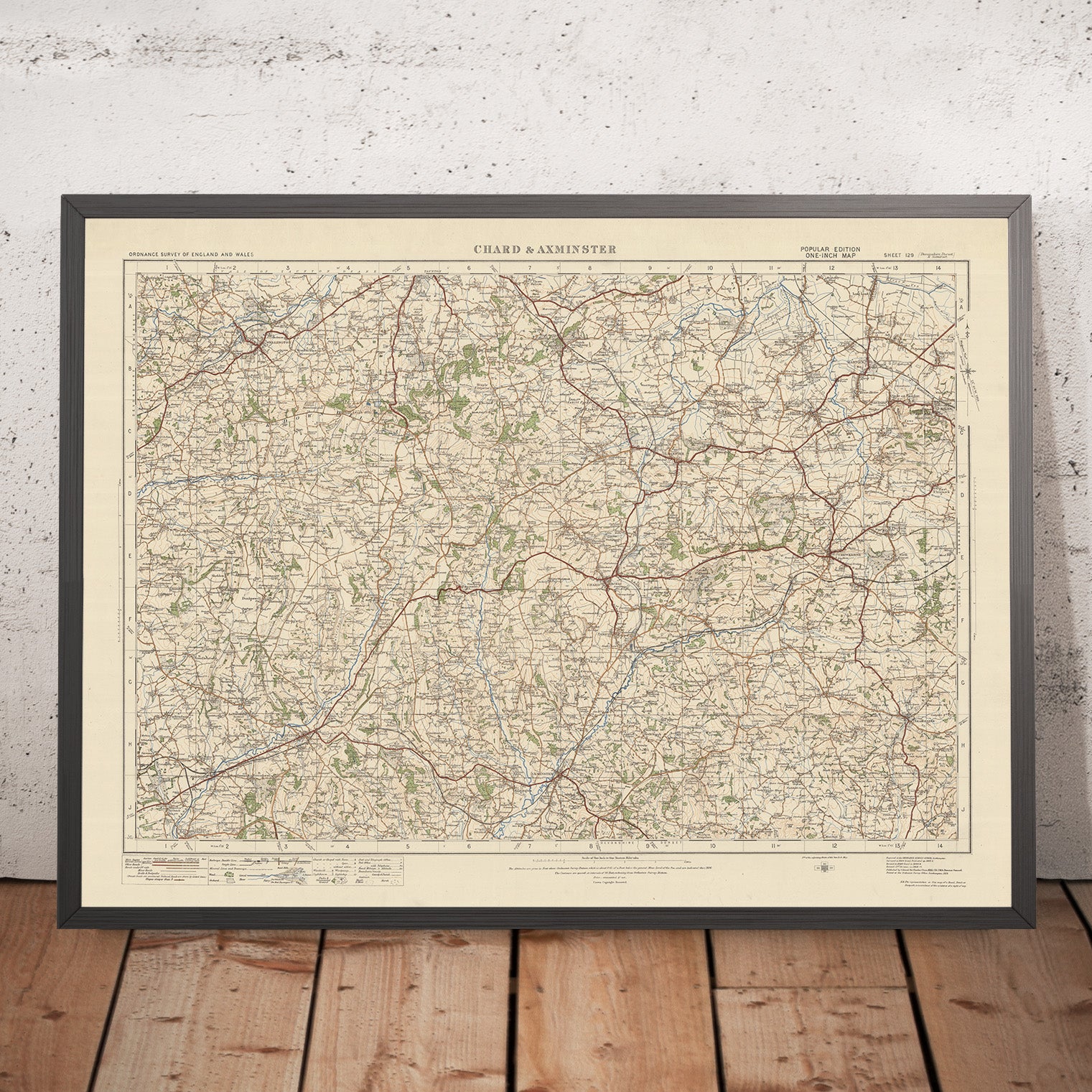 Old Ordnance Survey Map, Sheet 129 - Chard & Axminster, 1925: Honiton ...