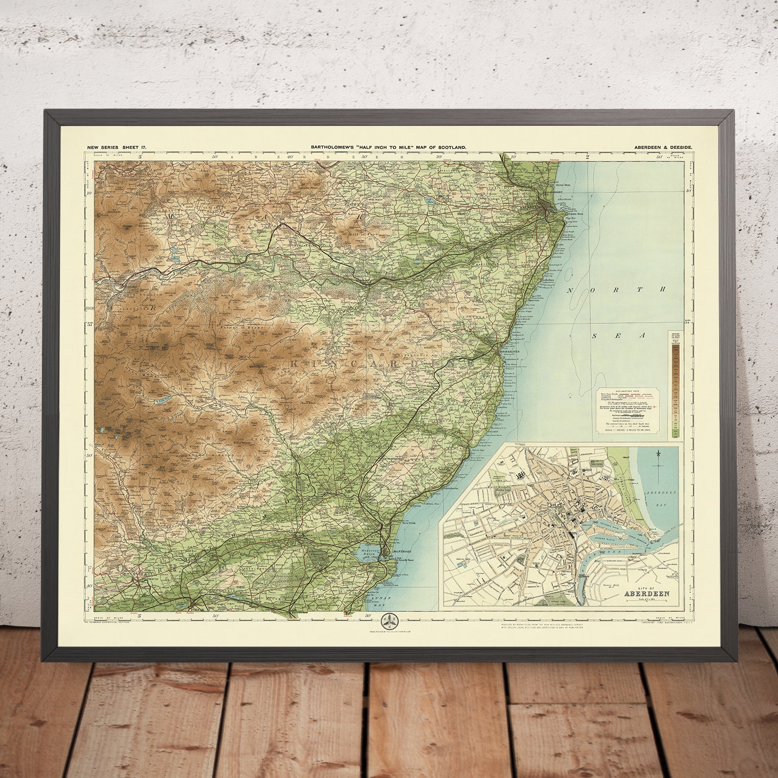 Old OS Map of Aberdeen & Deeside by Bartholomew, 1901: Inset City Plan ...