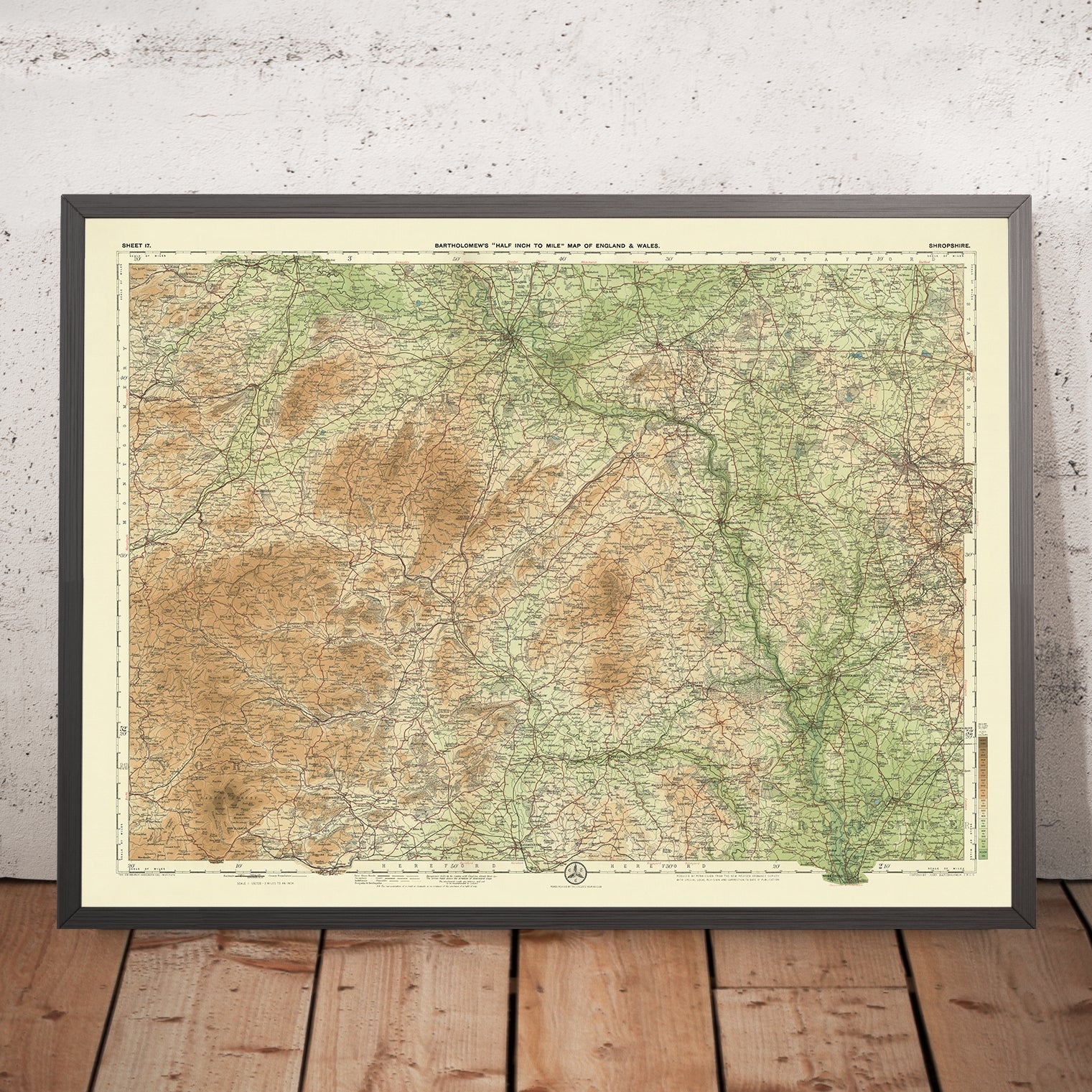 Old OS Map of Shropshire by Bartholomew, 1901: Shrewsbury, Telford, Lu ...