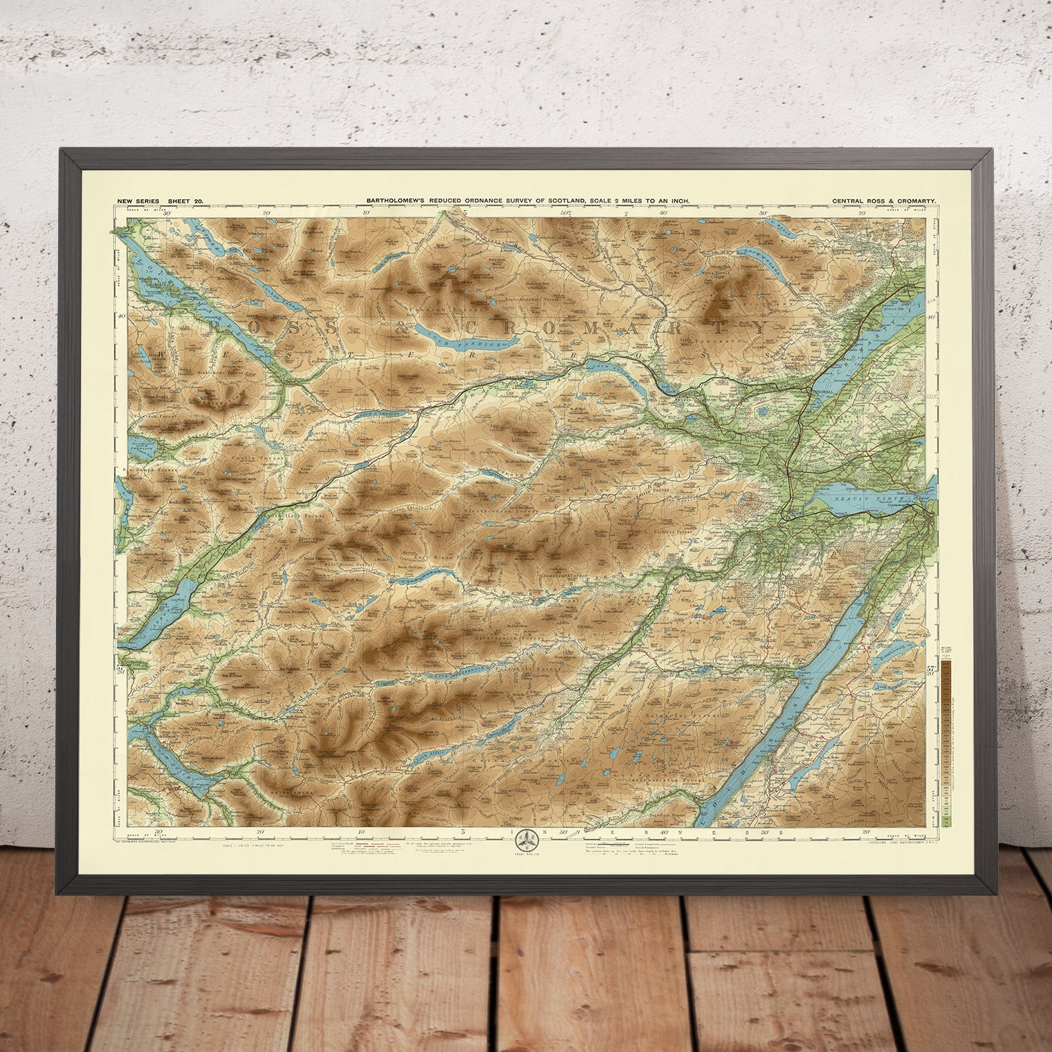 Old OS Map of Central Ross & Cromarty, Scotland by Bartholomew, 1901 ...