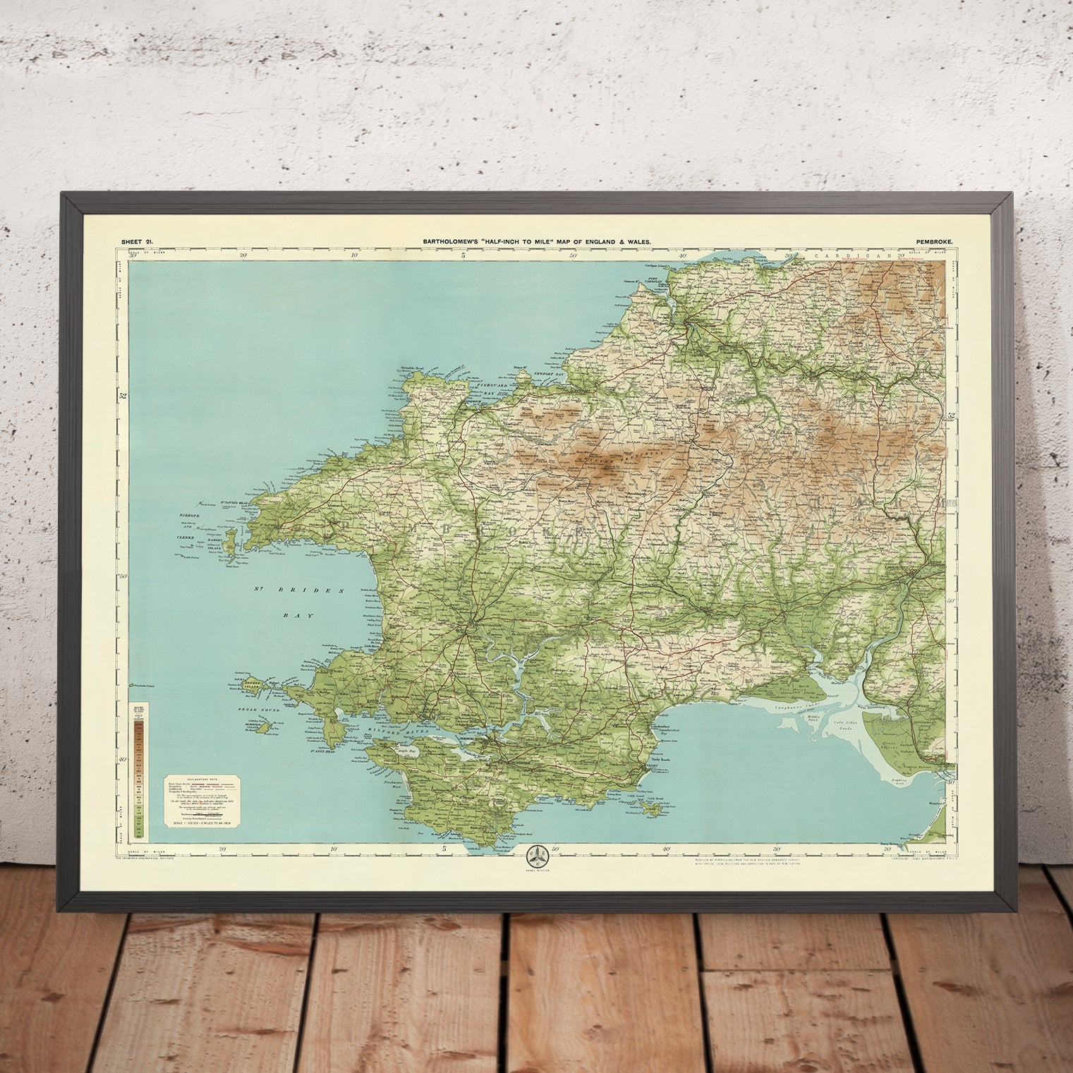 Old OS Map of Pembrokeshire by Bartholomew, 1901: Haverfordwest, Tenby ...