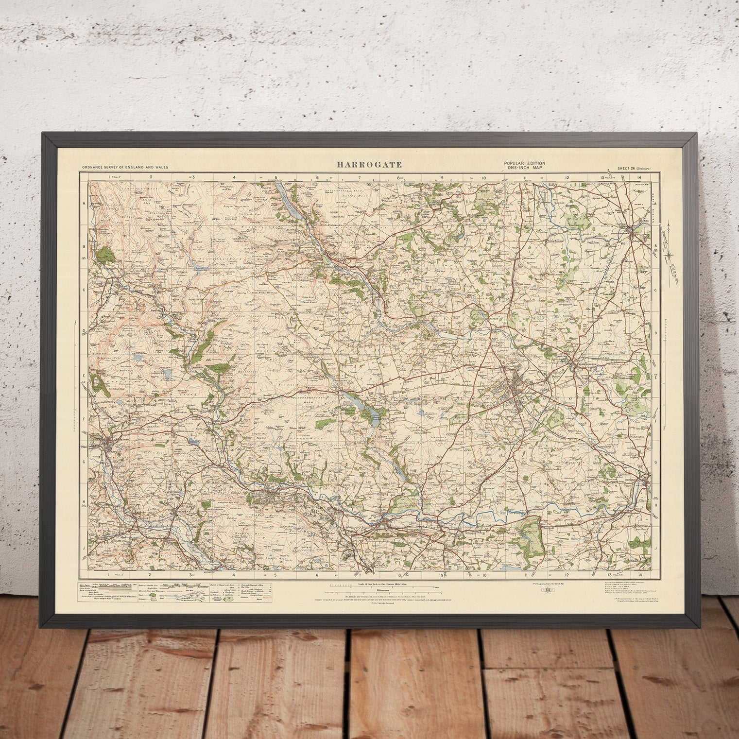 Old Ordnance Survey Map, Sheet 26 - Harrogate, 1925: Otley, Ilkley, Sk ...