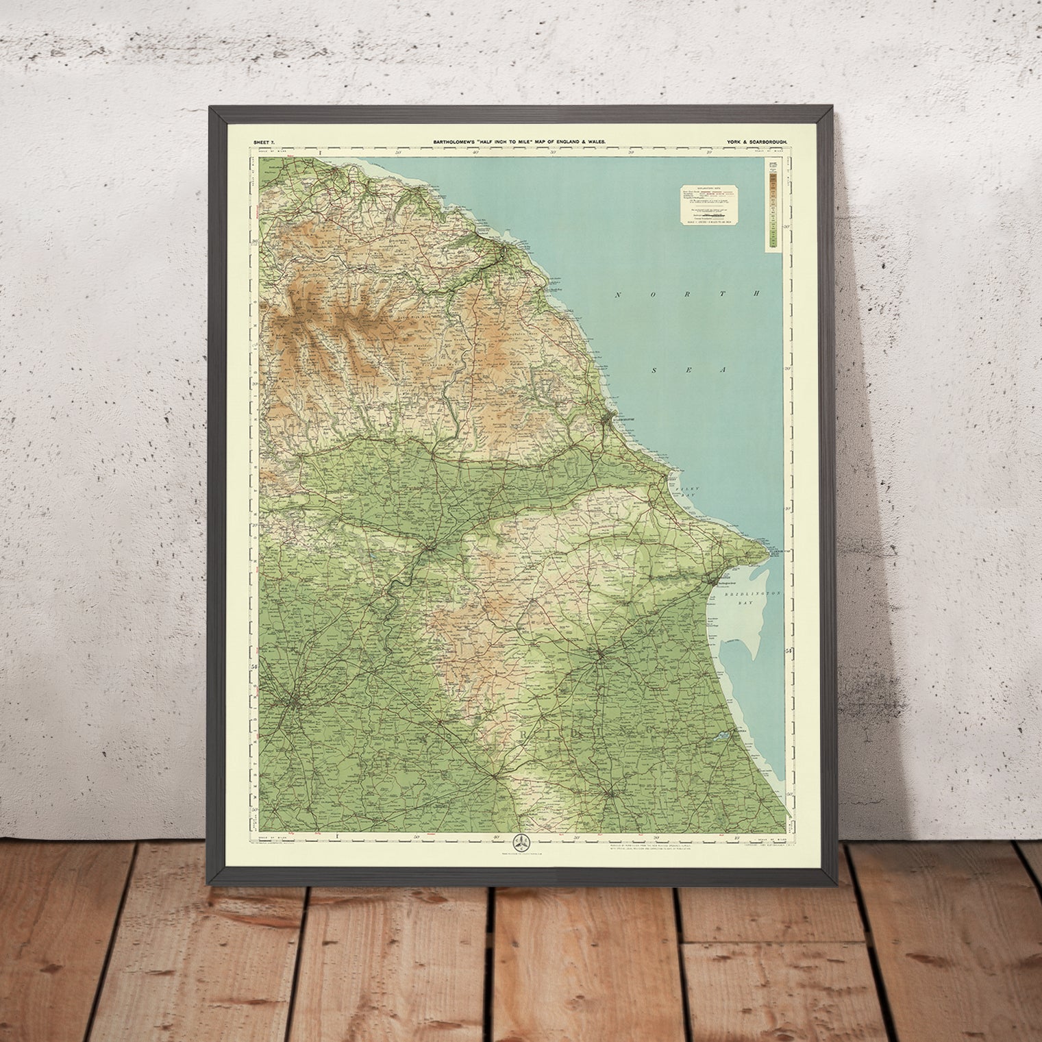 Old OS Map of York & Scarborough, Yorkshire by Bartholomew, 1901: N. Y ...