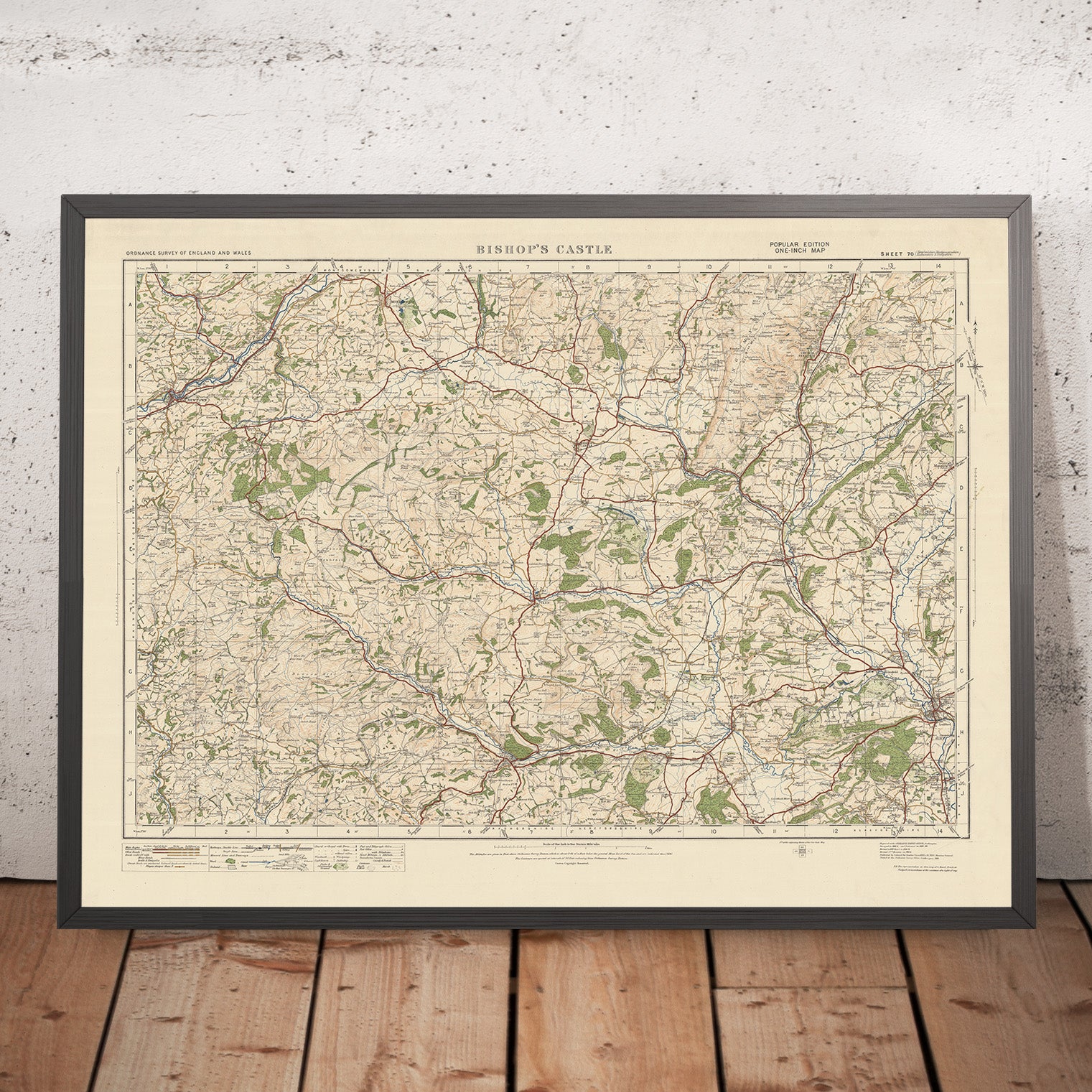 Old Ordnance Survey Map, Sheet 70 - Bishops Castle, 1925: Newtown, Kni ...