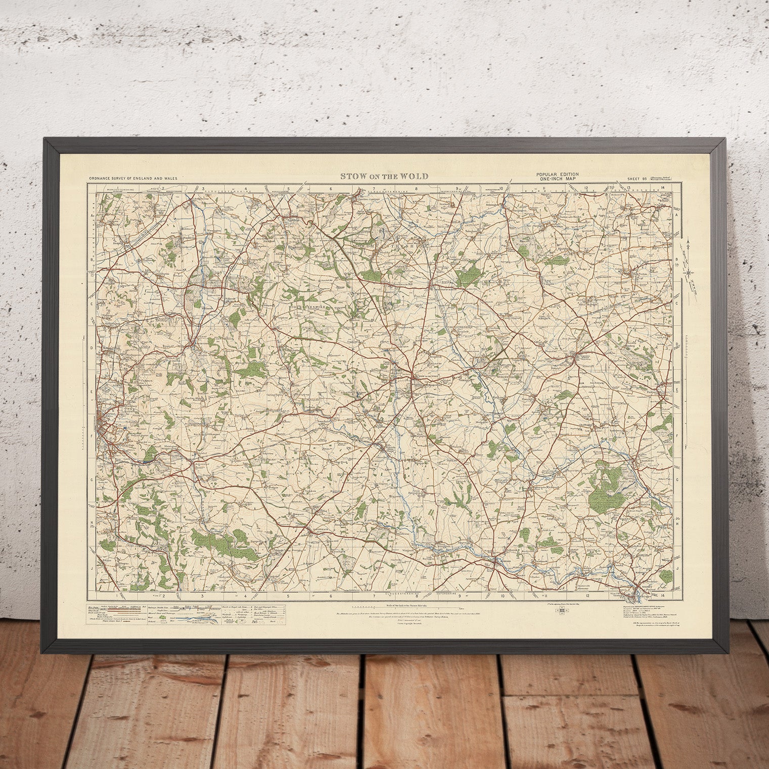 Old Ordnance Survey Map, Sheet 93 - Stow on the Wold, 1925: Cotswolds ...
