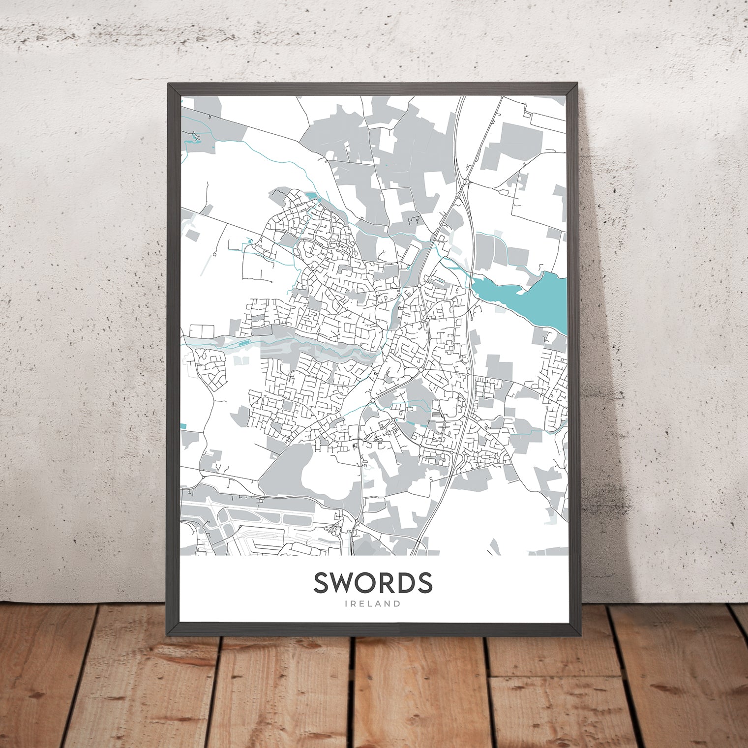 Modern City Map of Swords, Ireland: Swords Castle, Malahide Castle, Do ...