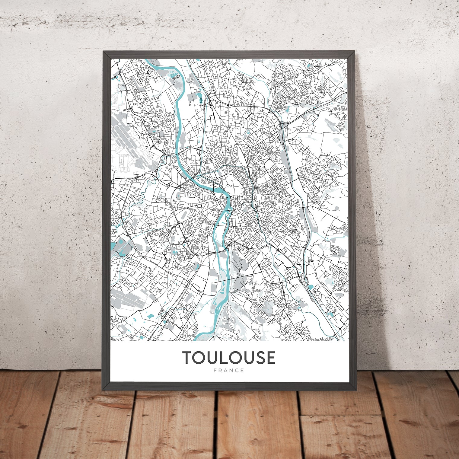 Modern City Map of Toulouse, France: Saint-Sernin, Pont Neuf, Place du ...