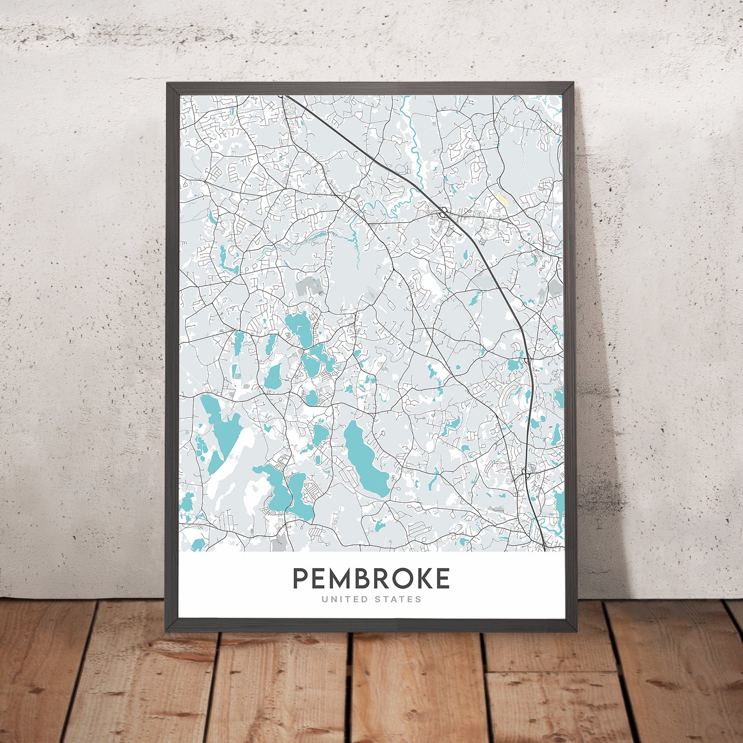 Modern City Map of Pembroke, MA: Pembroke Center, Bryantville, North P ...