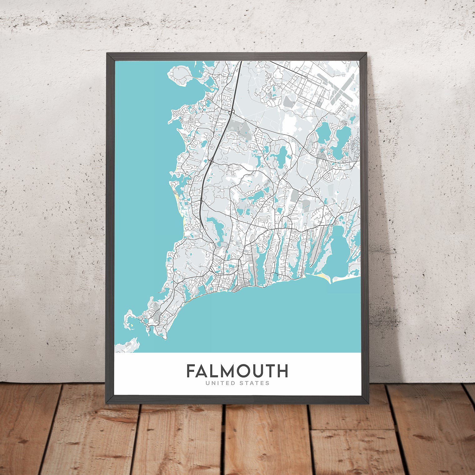 Modern City Map of Falmouth, MA: Falmouth Harbor, Nobska Point, Oceano ...