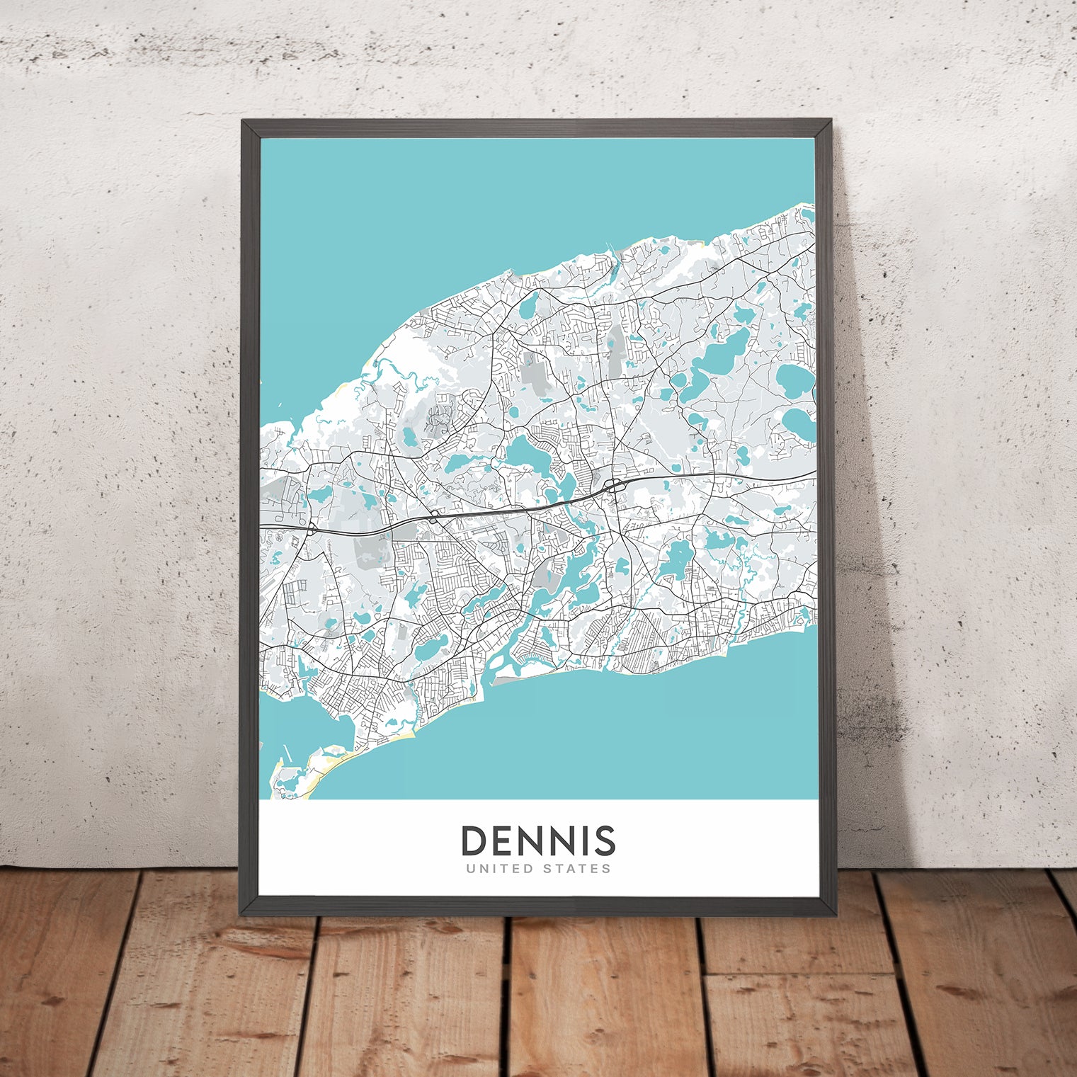 Modern City Map of Dennis, MA: Dennis Village, East Dennis, Dennis Por ...