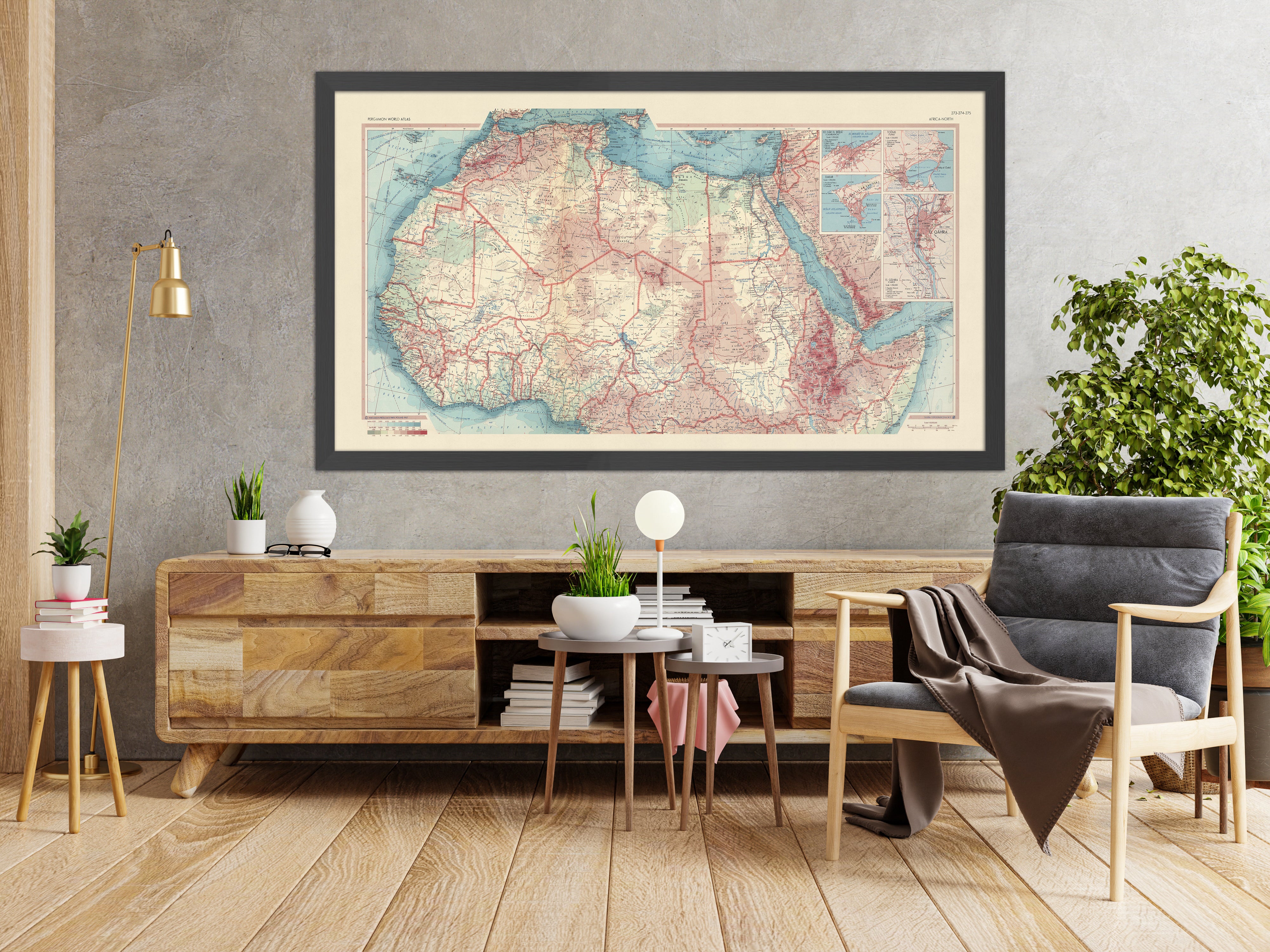 Old Map of North & West Africa, 1967: Morocco, Egypt, Sudan, Sahara, S ...