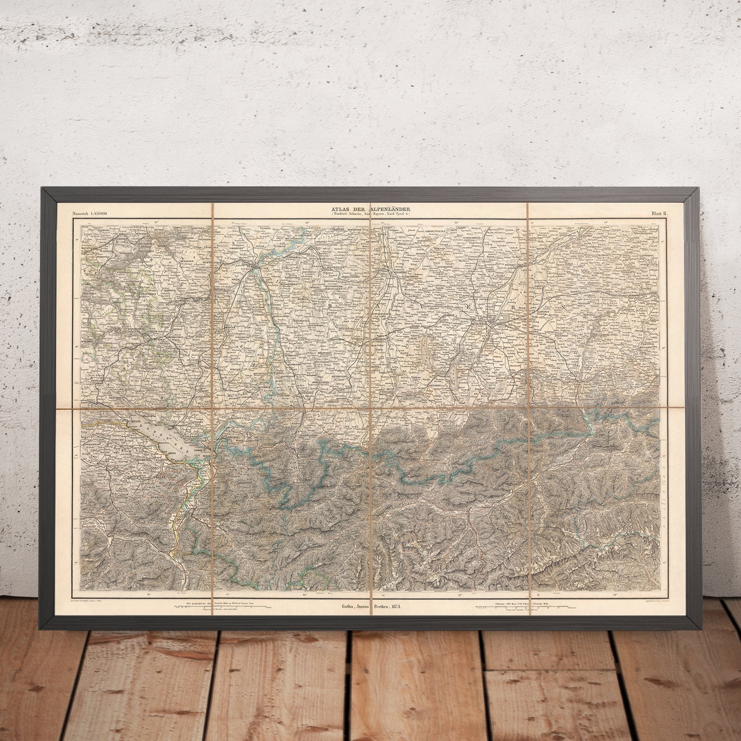 Old Map of Northeast Alps by Mayr, 1874: Zurich, Munich, Innsbruck, La ...