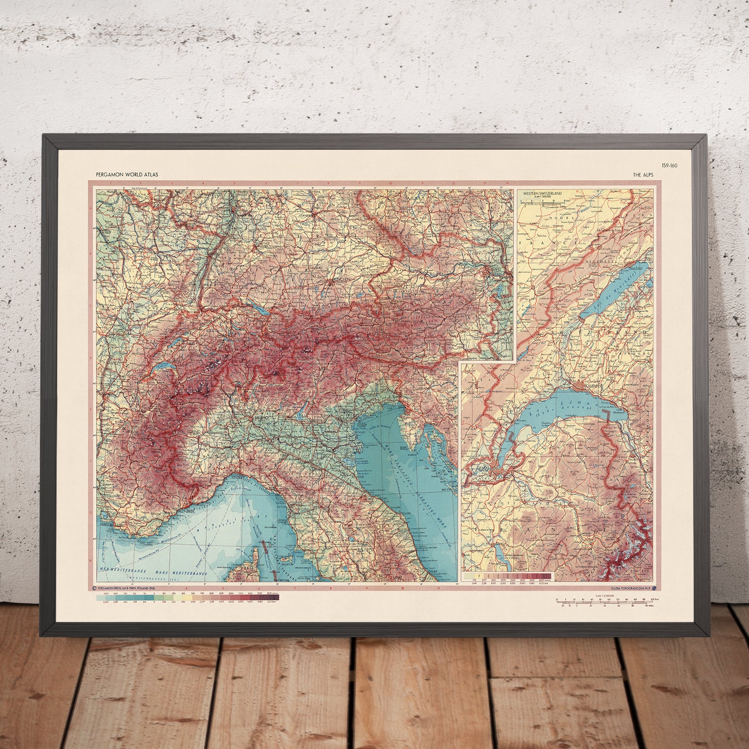 Old Map of the Alps, 1967: Western Switzerland, Alpine Peaks, Valleys ...