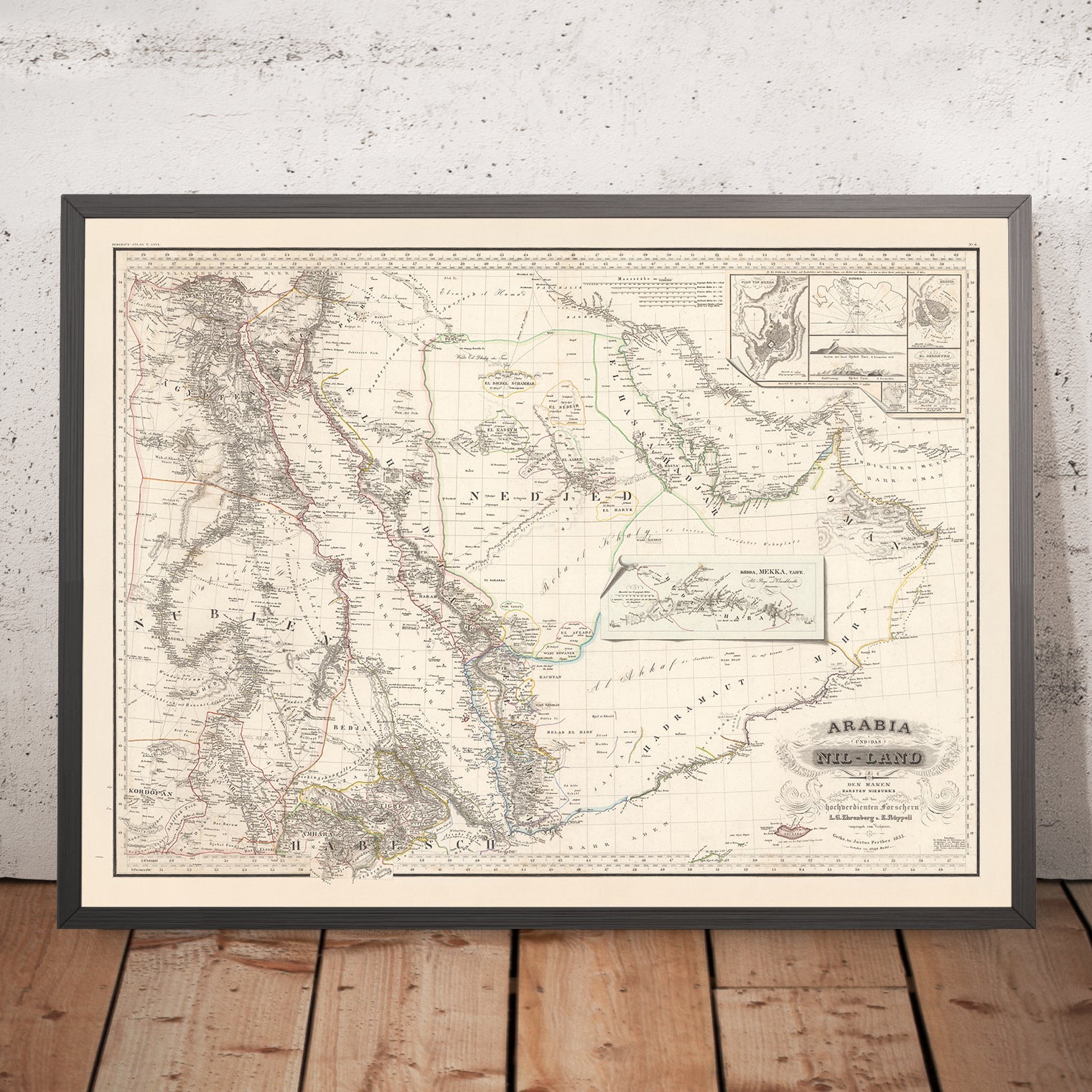 Old Rare Map of Arabian Peninsula by Perthes, 1835: First Map of Dubai ...
