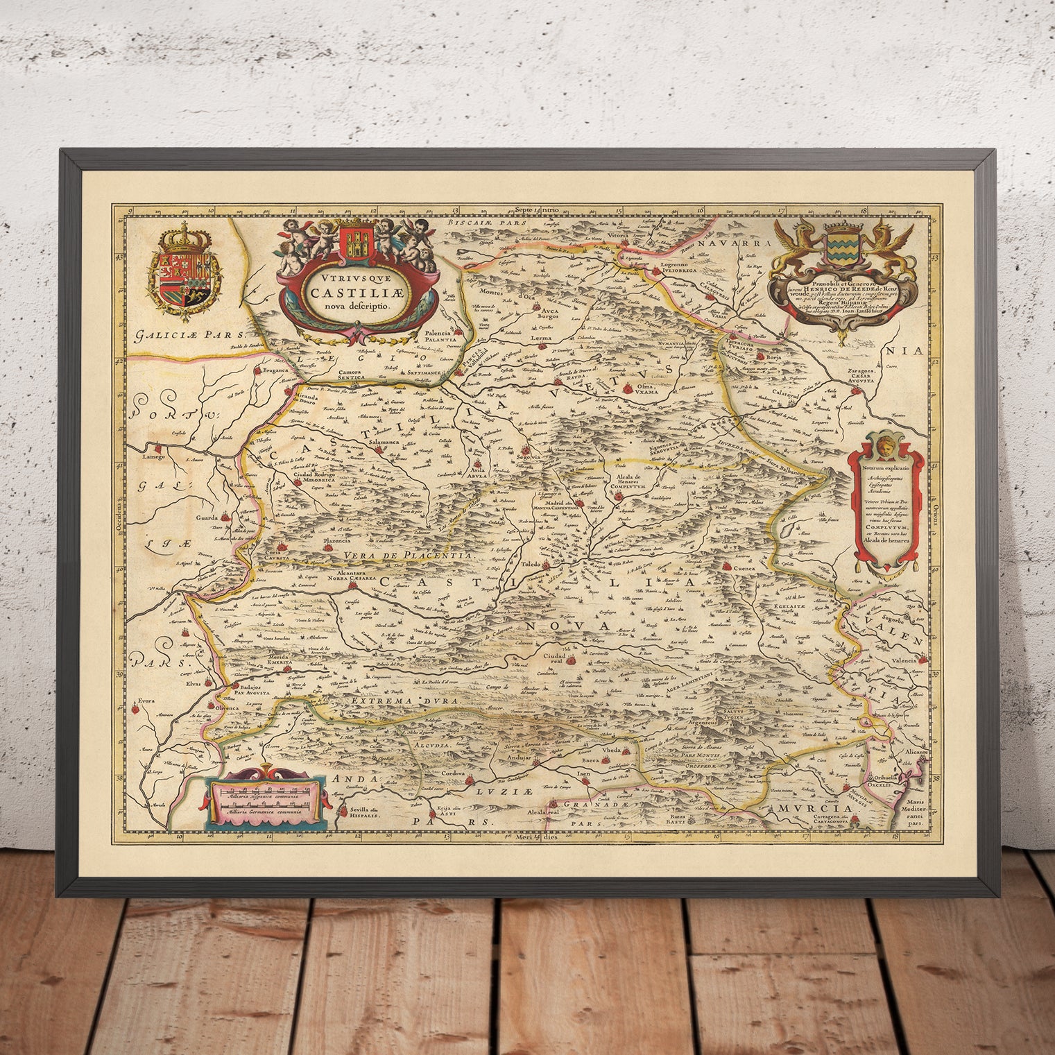 Old Map of Old & New Castile, Spain by Visscher, 1690: Madrid, Valenci ...