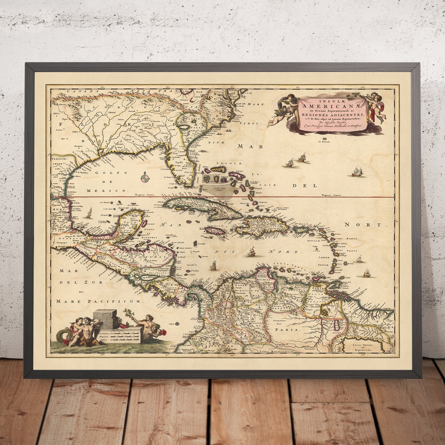 Old Map of the Caribbean, Florida & Central America by Visscher, 1690 ...