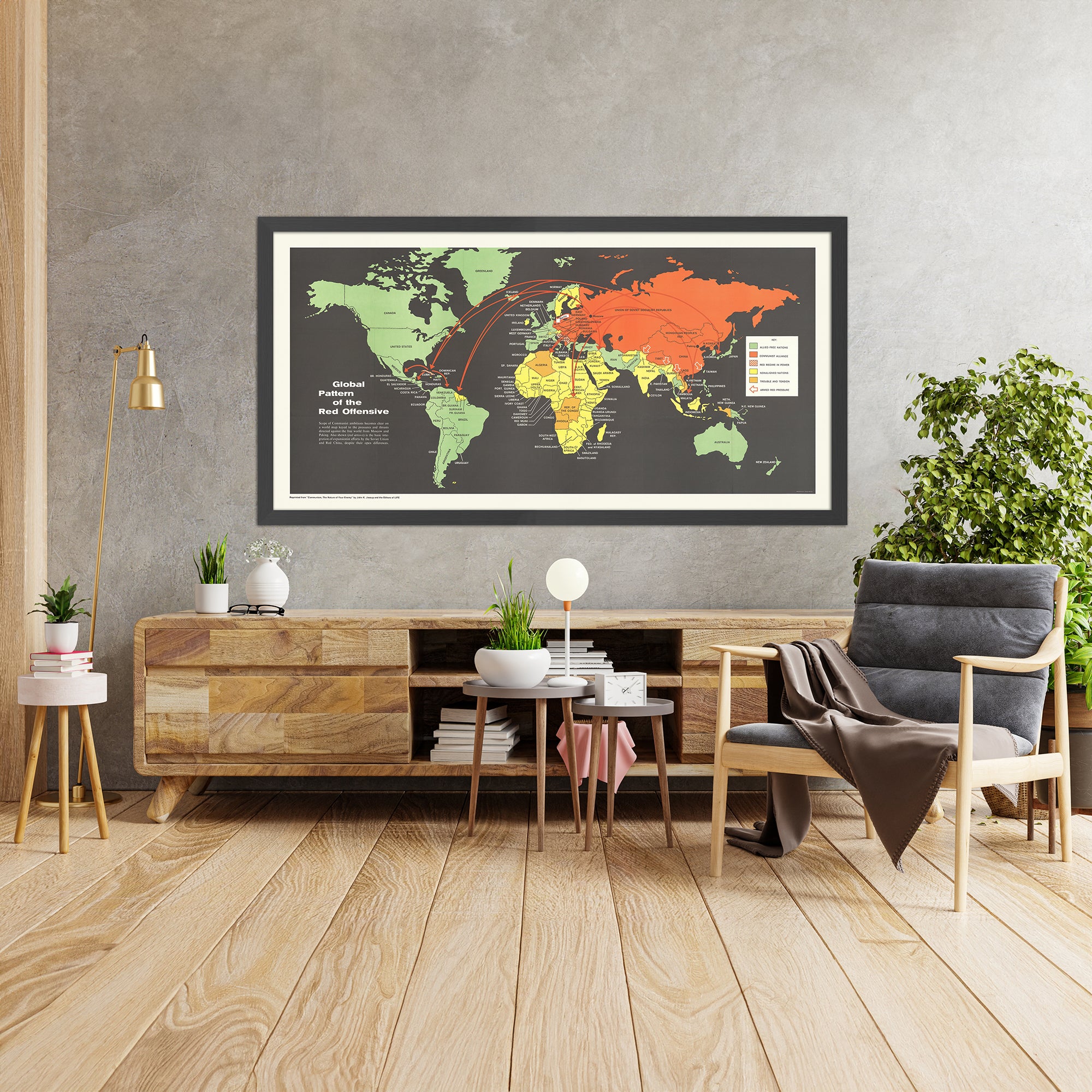 Old Cold War World Map by Jessup, 1961: Communist Expansion, Nonaligne ...